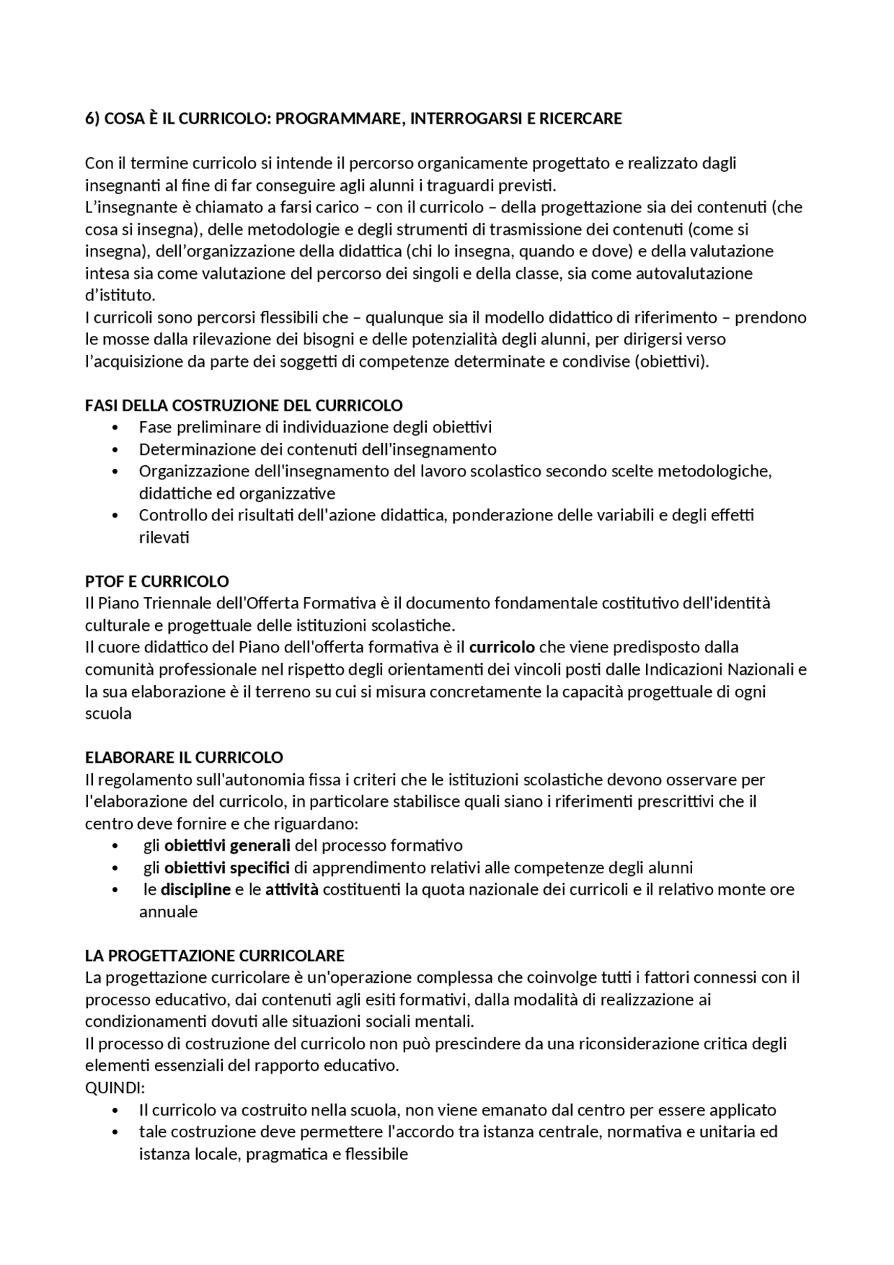 CURRICOLO DIDATTICA GENERALE - Docsity