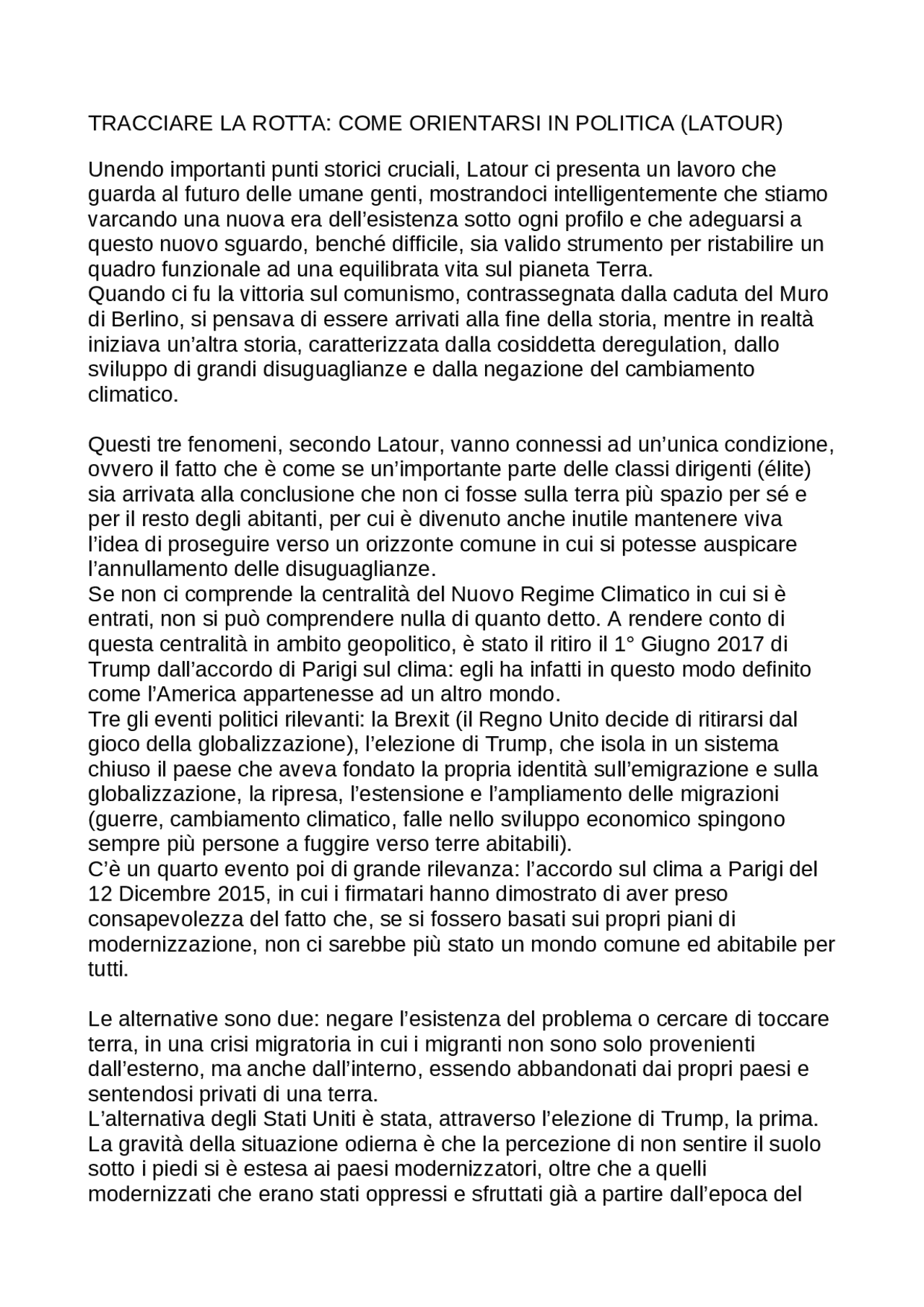 Tracciare La Rotta Come Orientarsi In Politica Docsity