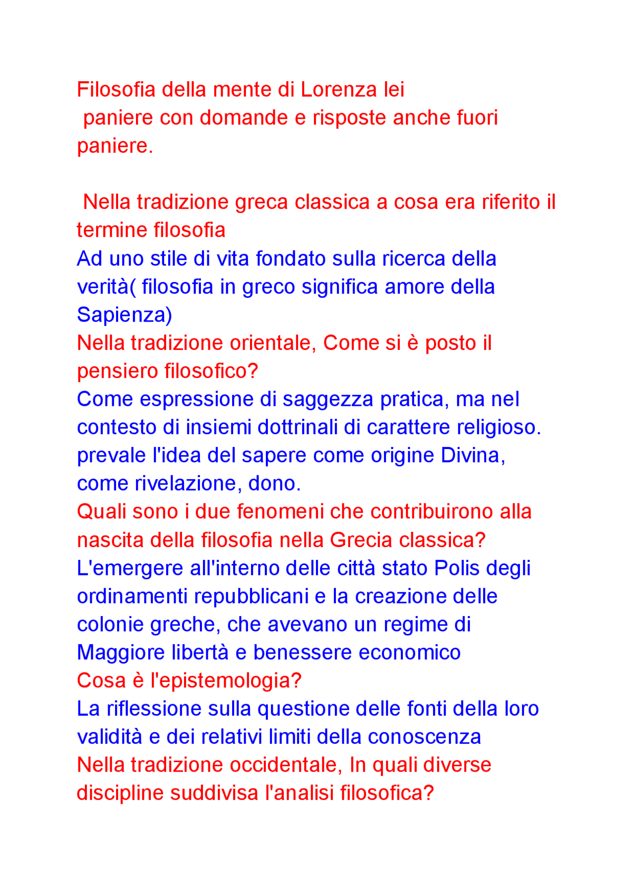 Paniere Domande E Risposte Chiuse Docsity