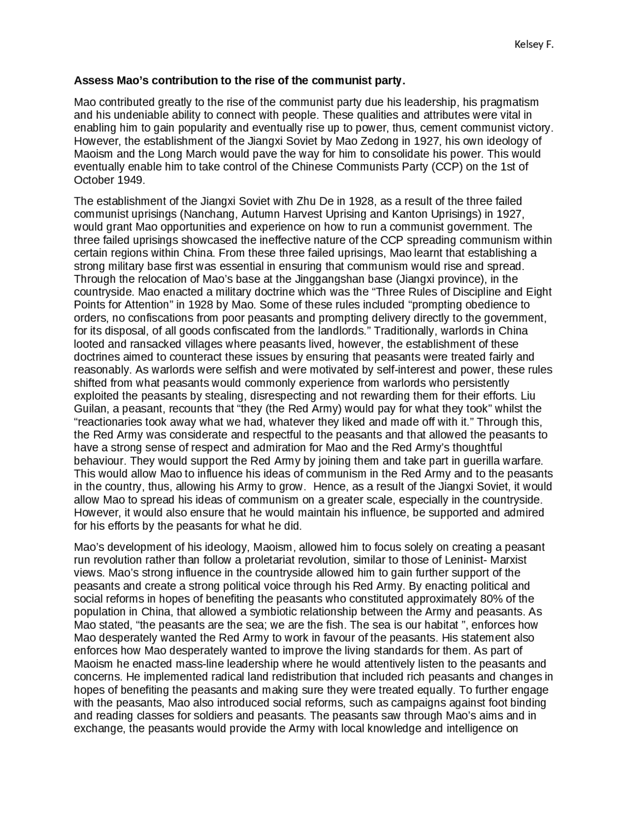 Assess Maos Contribution To The Rise Of The Communist Party Docsity