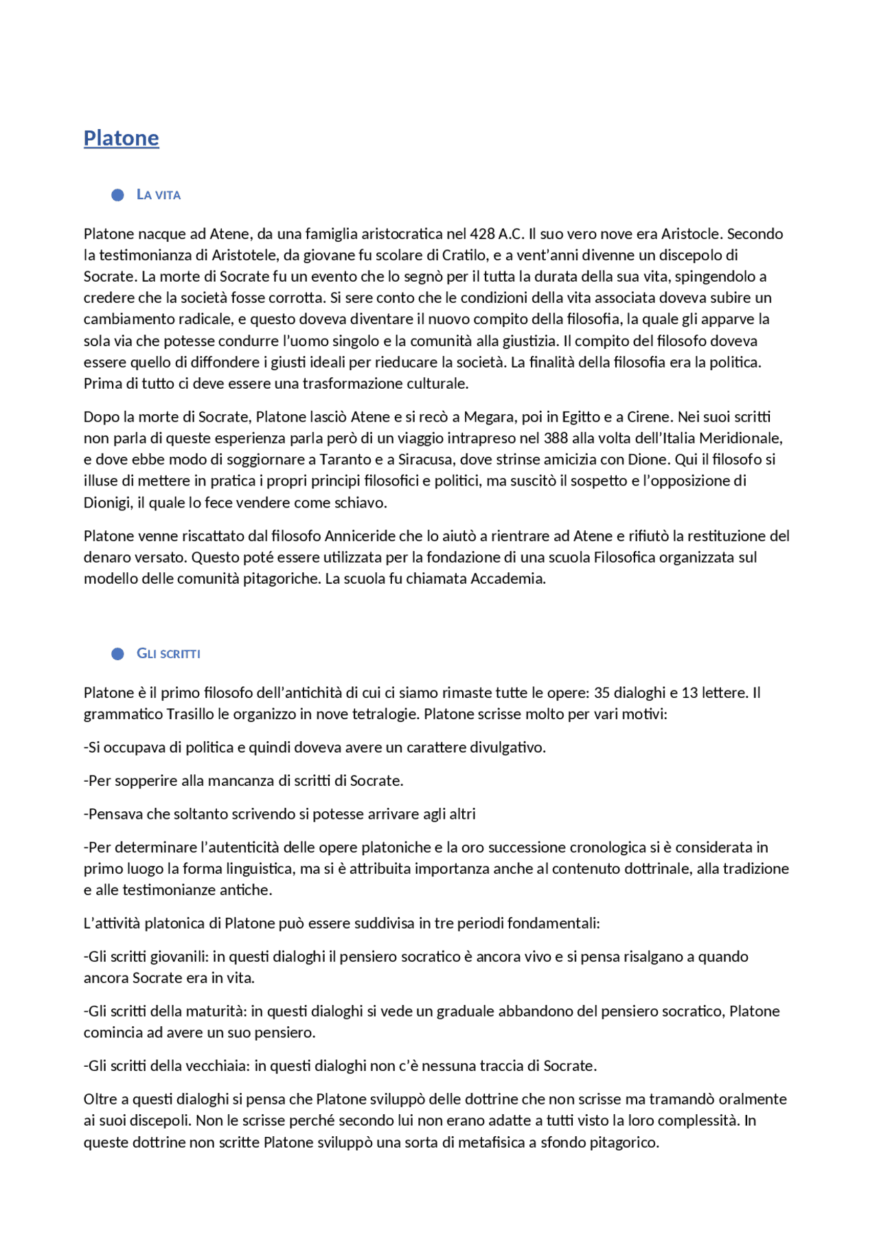 Platone Appunti Filosofia Docsity