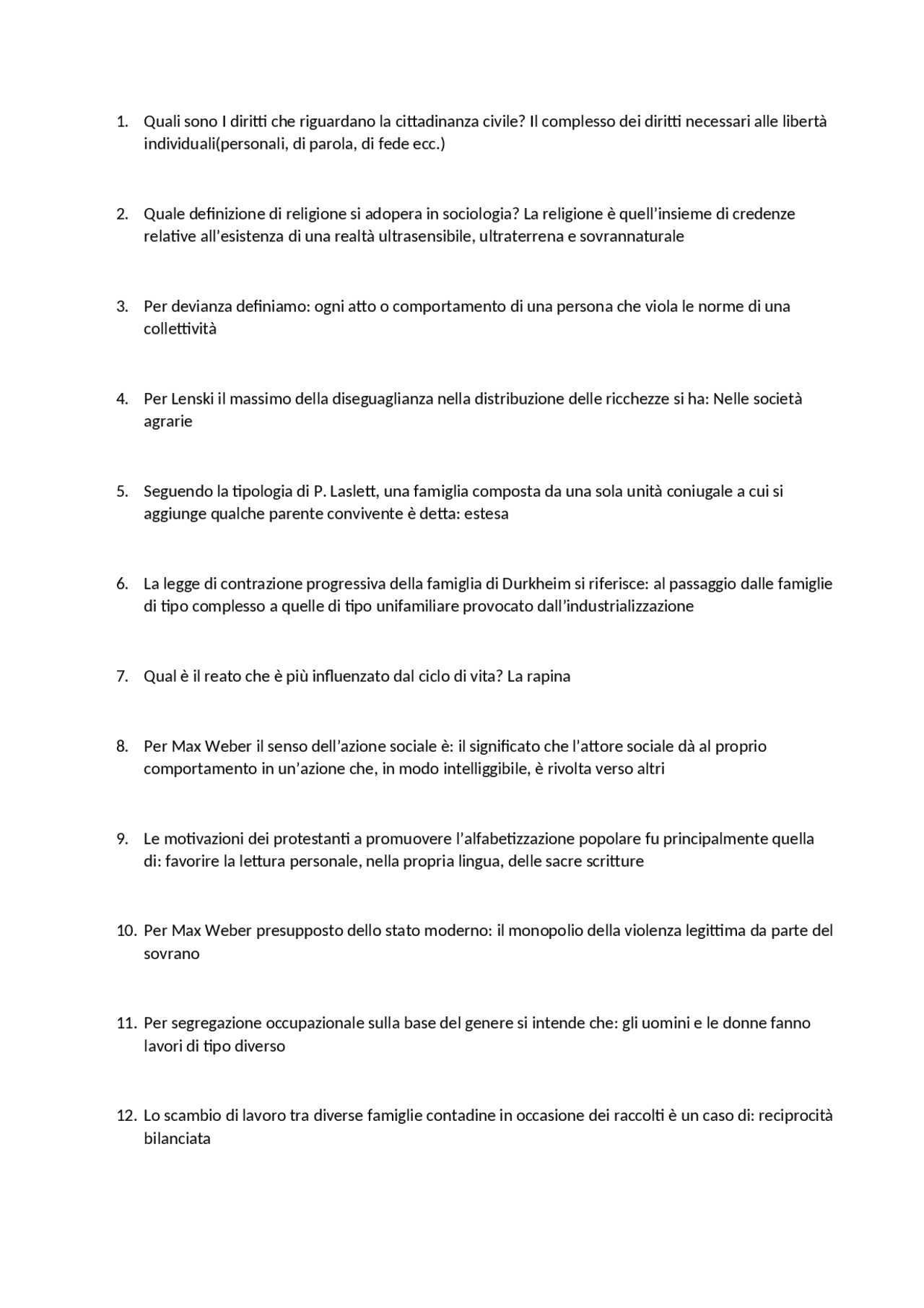 Domande E Risposte Esame Sociologia Generale Scappini Docsity