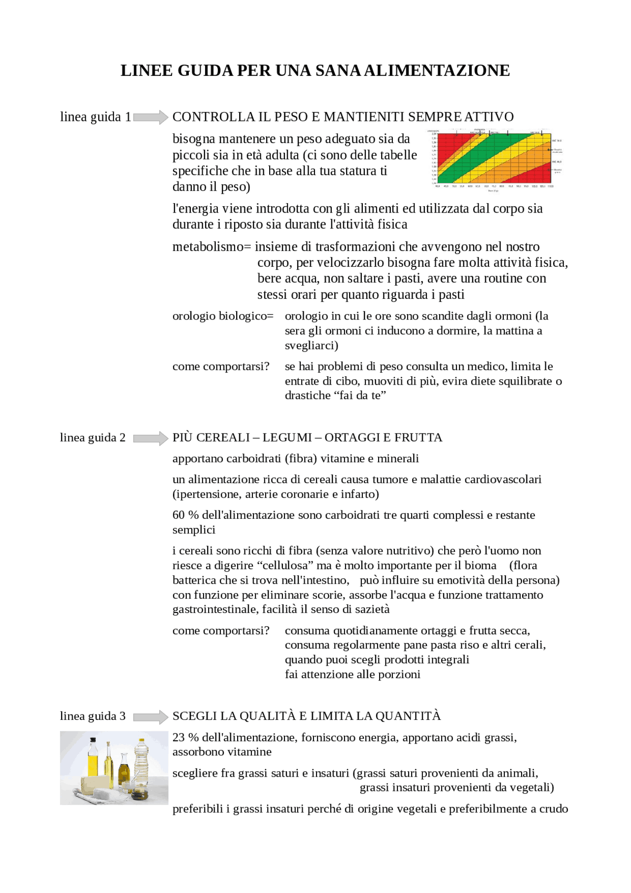 Linee guida per una sana alimentazione | Schemi e mappe concettuali di ...