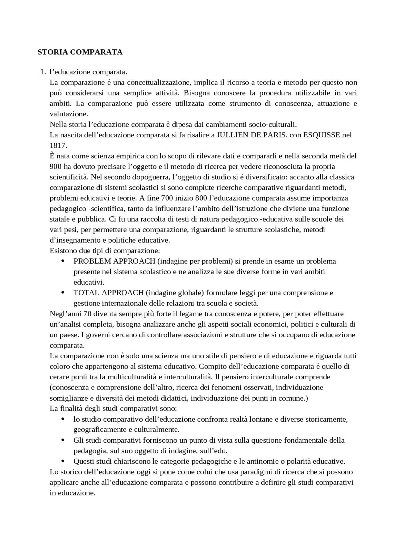 Storia Comparata Educazione Comparata Docsity