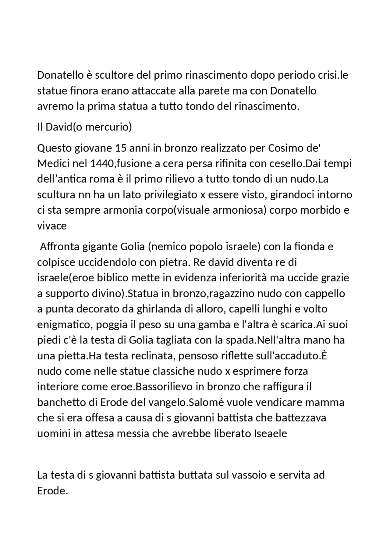 Donatello E Masaccio Docsity