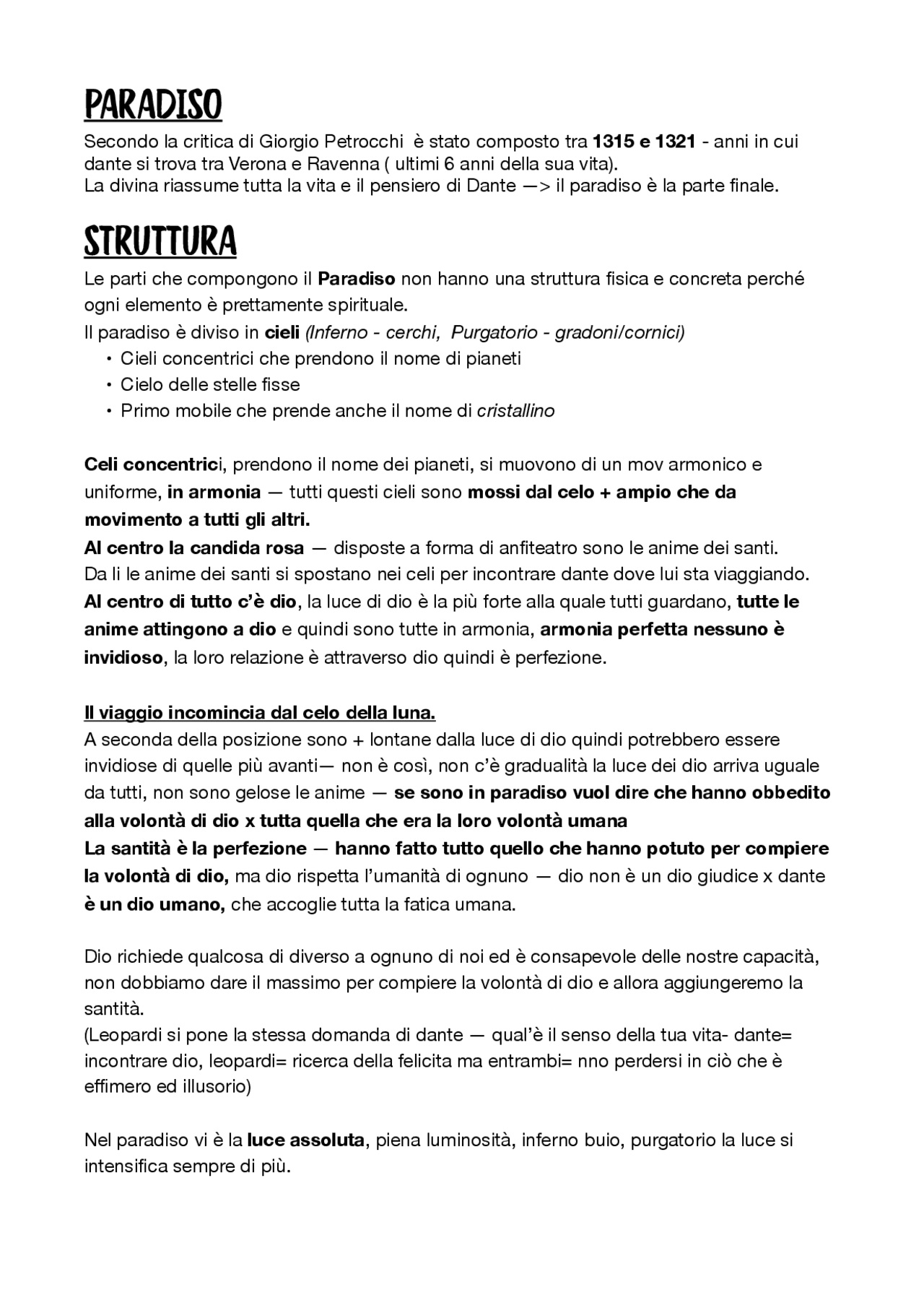 Analisi E Riassunto Canti Paradiso Di Dante Docsity