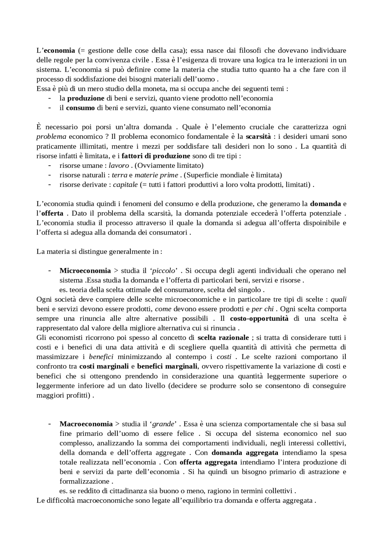 Principi Di Economia Docsity
