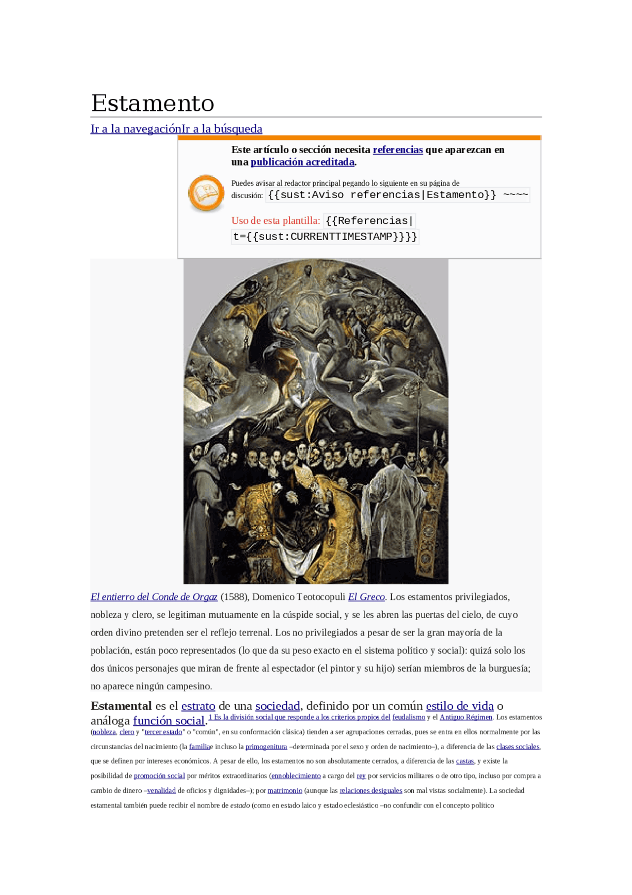 Estamentos a lo largo de la historia. - Docsity