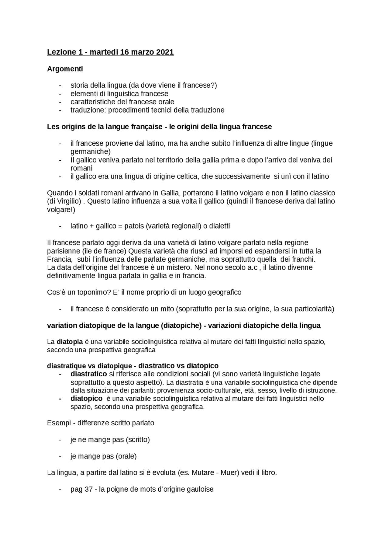 Lingua Francese Comunicazione Docsity