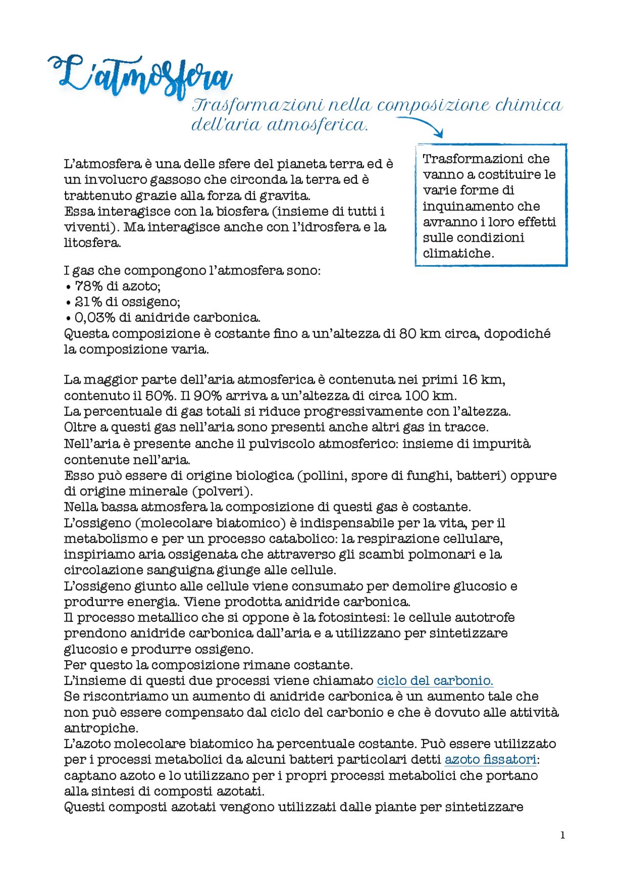 Schema Riassuntivo Sullatmosfera Schemi E Mappe Concettuali Di