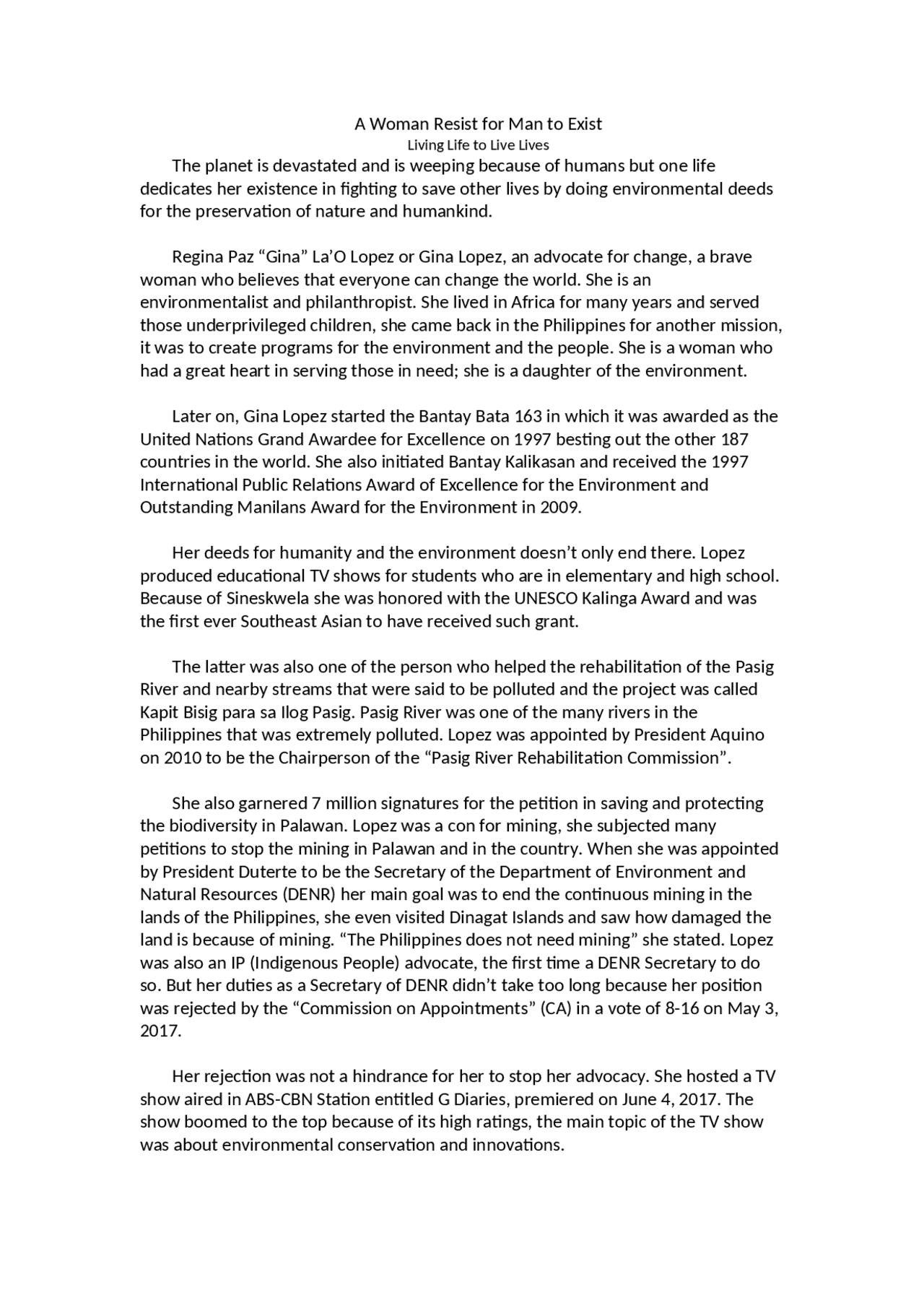 A Life for Live's by James - Docsity