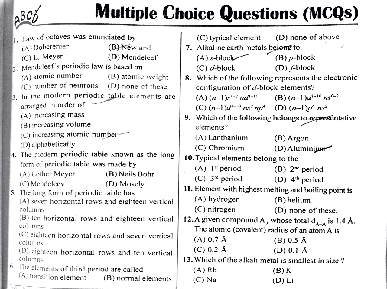 Classification Of Elements Docsity