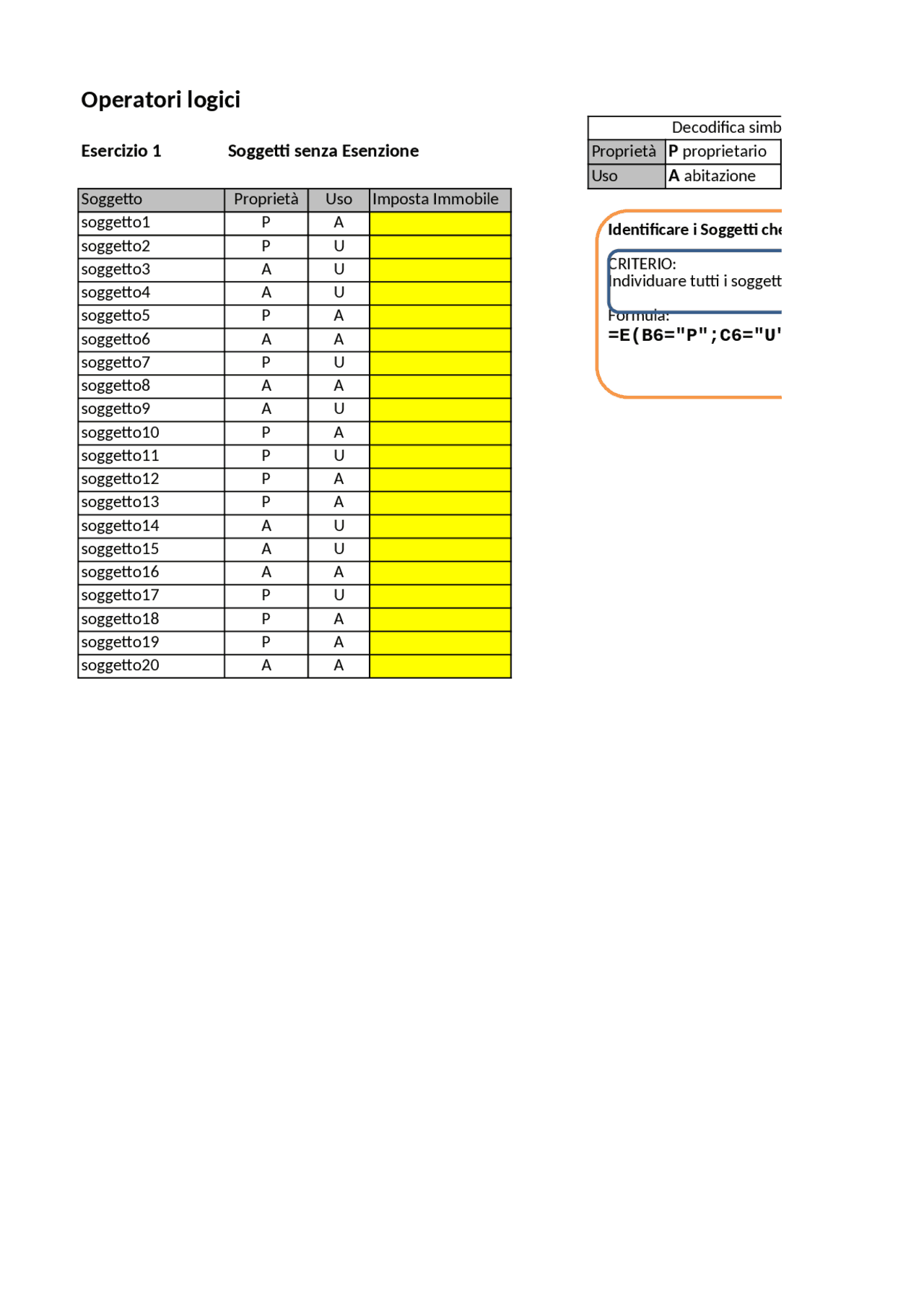 Esercitazioni Di Excel Utili Per Lesame Docsity