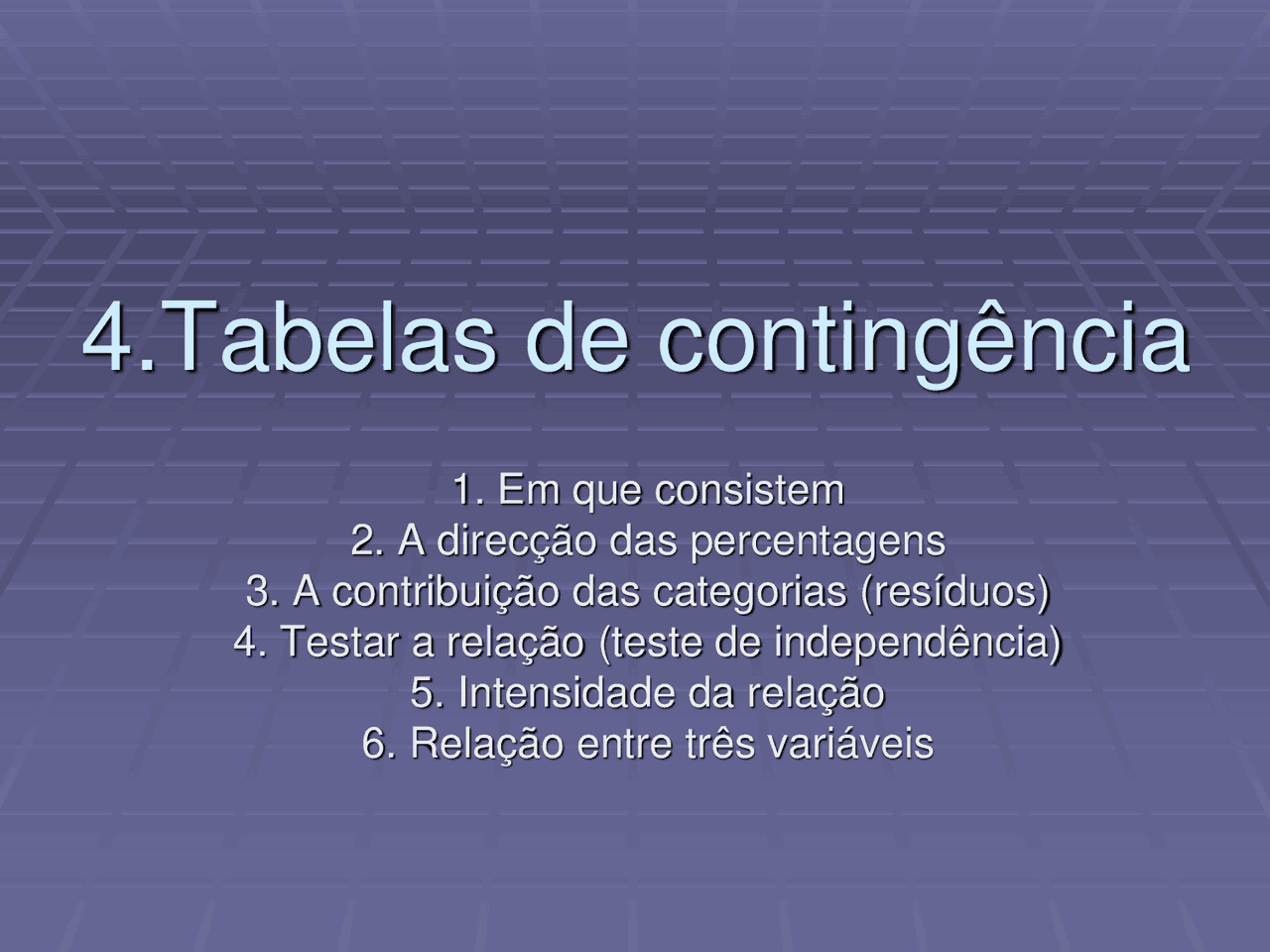 Tabelas de contingência - Docsity