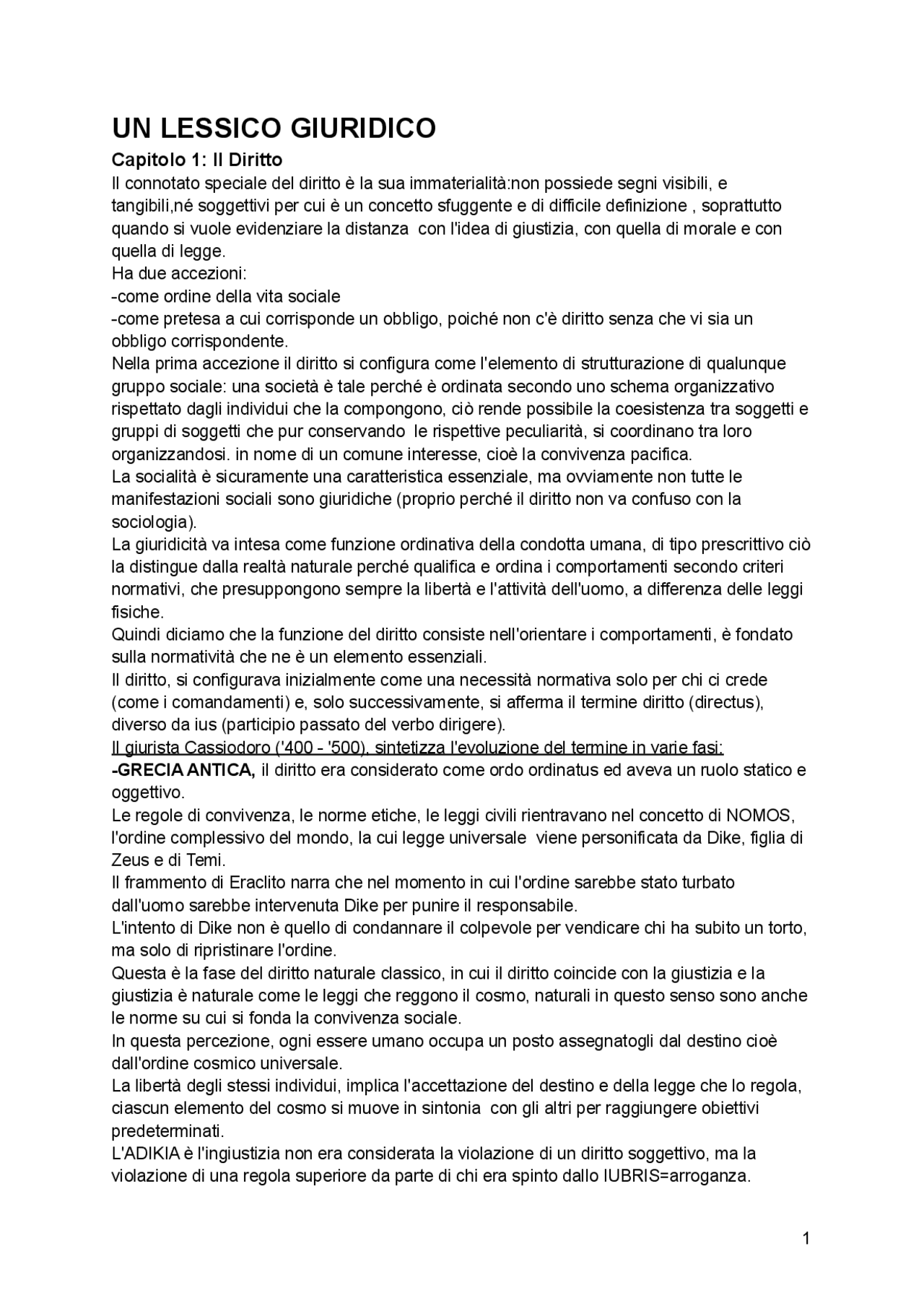 Un Lessico Giuridico Docsity