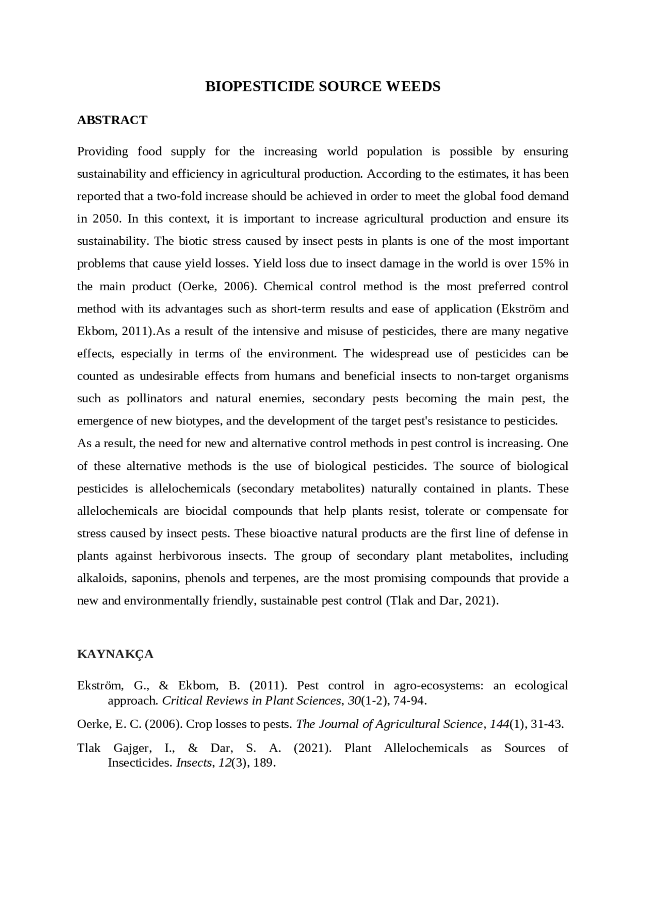 Biopesticide Source Weeds Docsity