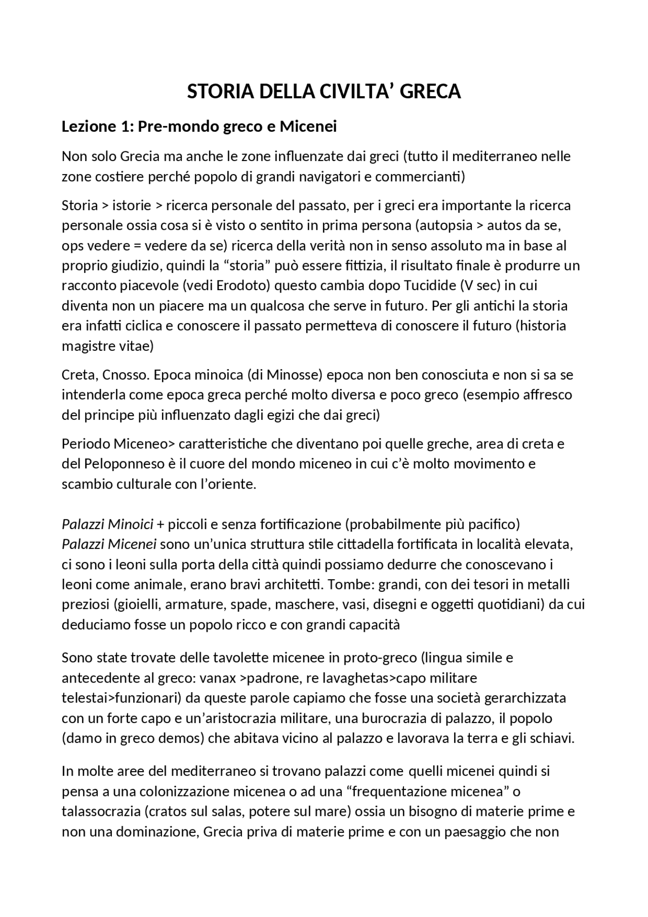 Storia della civiltà greca (Bianco 2019/2020) - Docsity