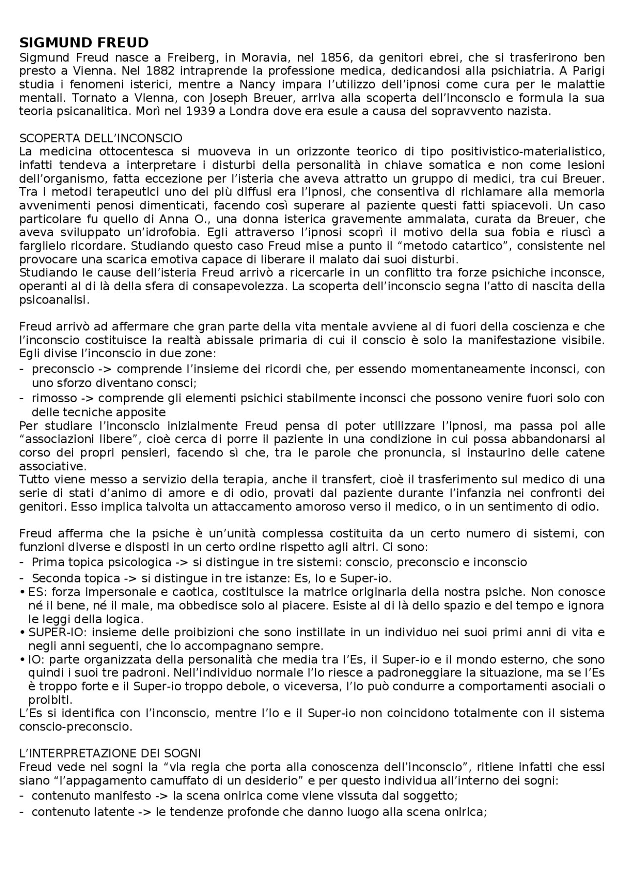Appunti Su Freud Seconda Parte Docsity