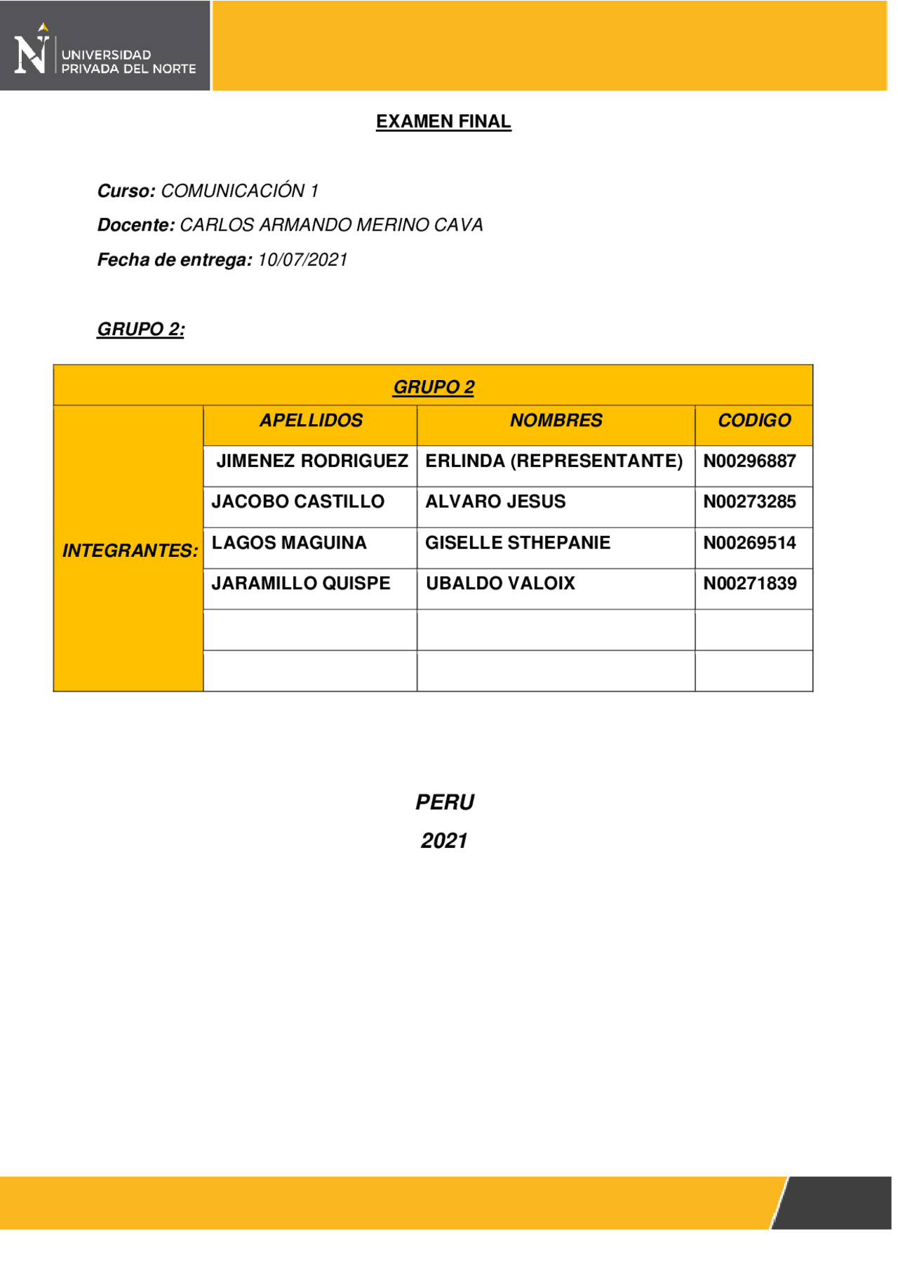 Examen Final De Comunicación De La Upn Del Año 2021 Exámenes