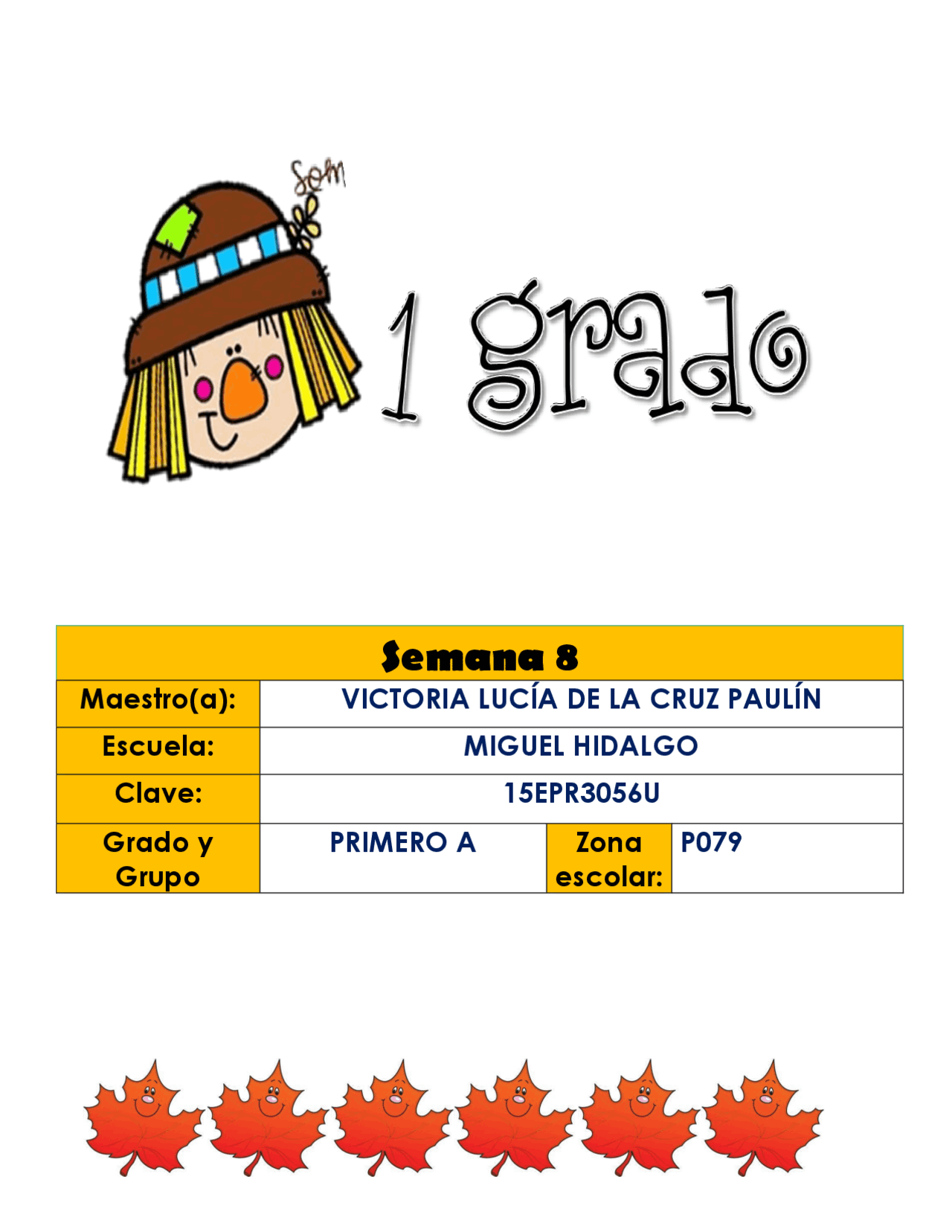 Plan semanal para alumnos de primer grado | Apuntes de Matemáticas ...