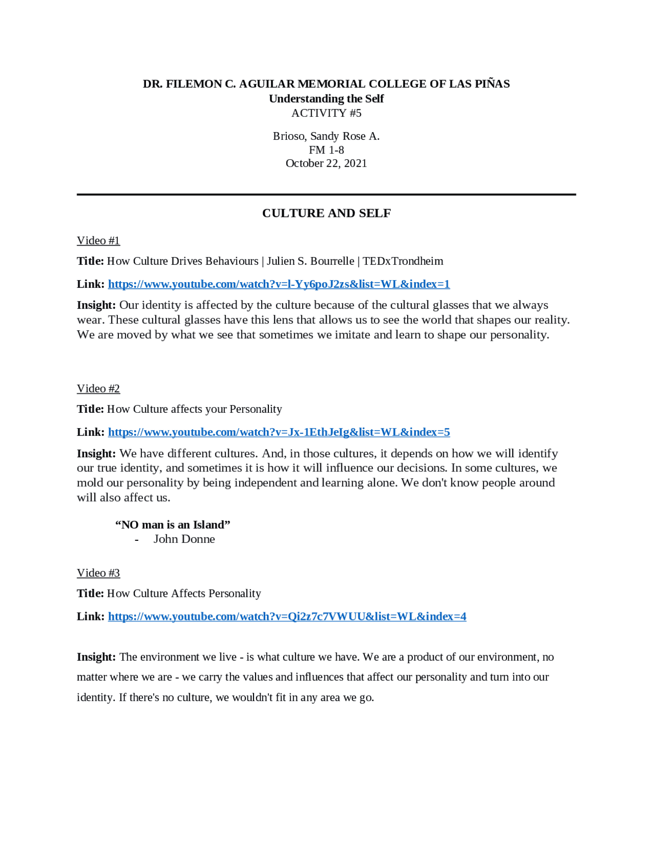 Understanding The Self Docsity
