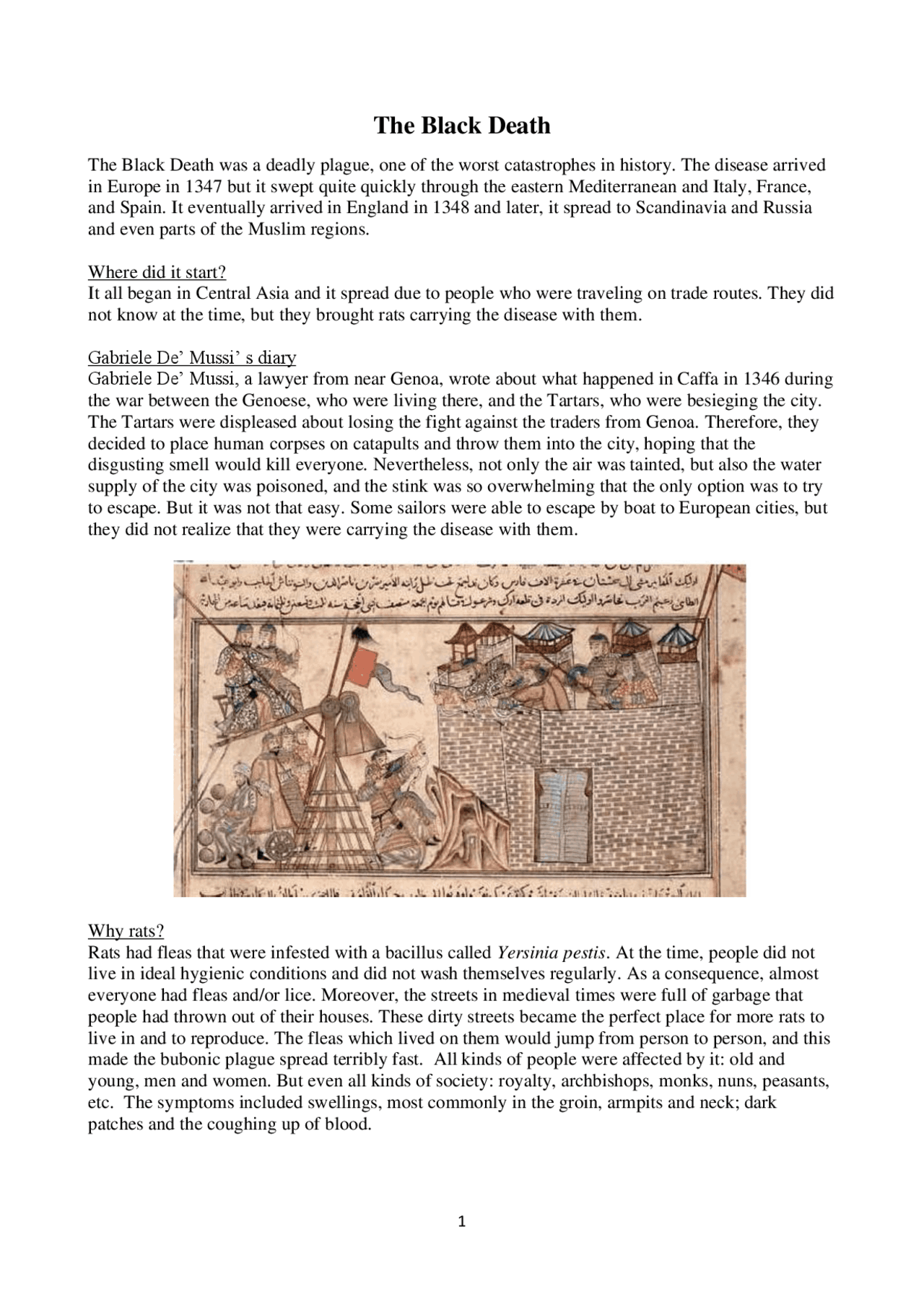 Origins of The Black Death - Docsity
