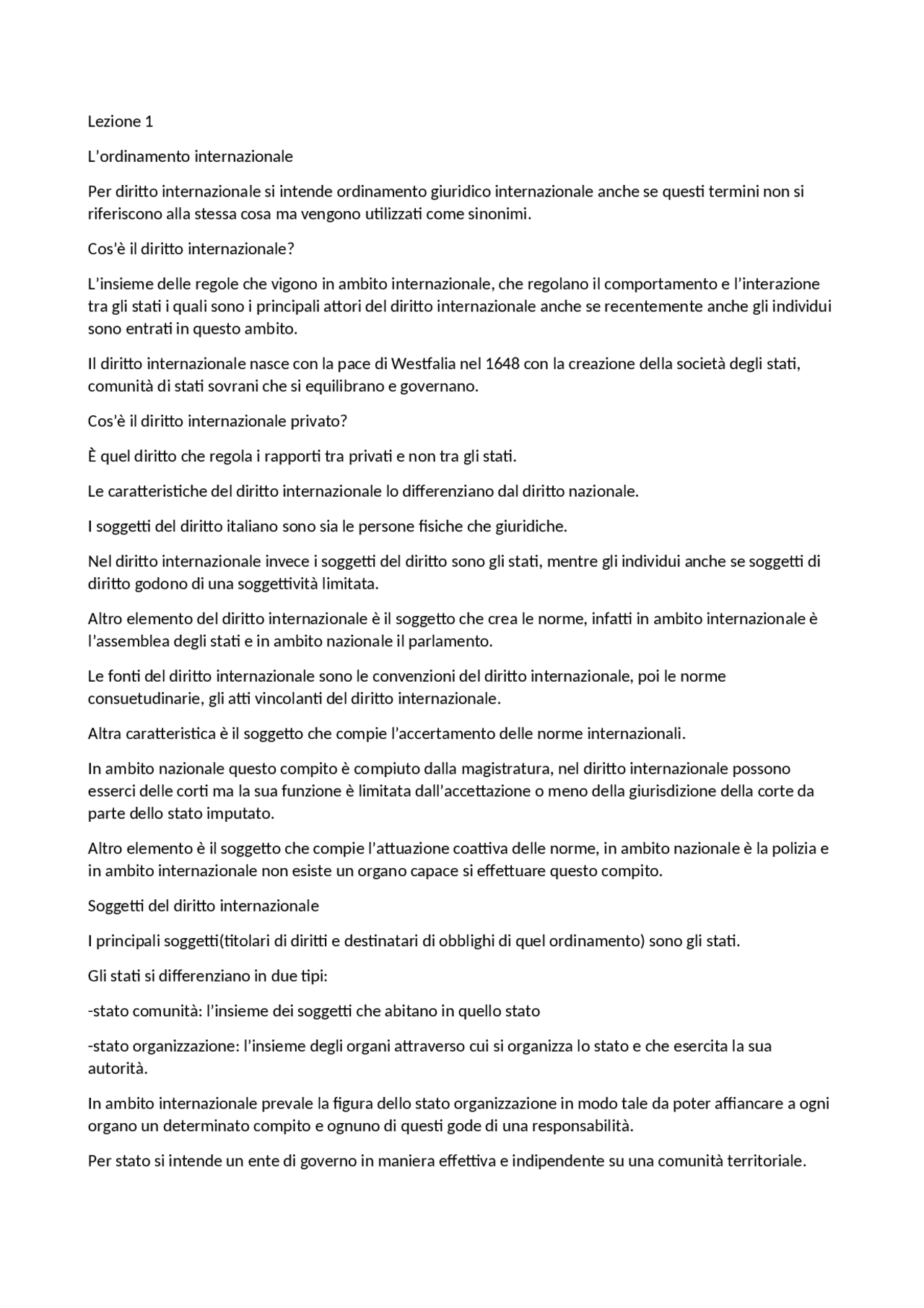 Riassunto Primo Semestre Docsity