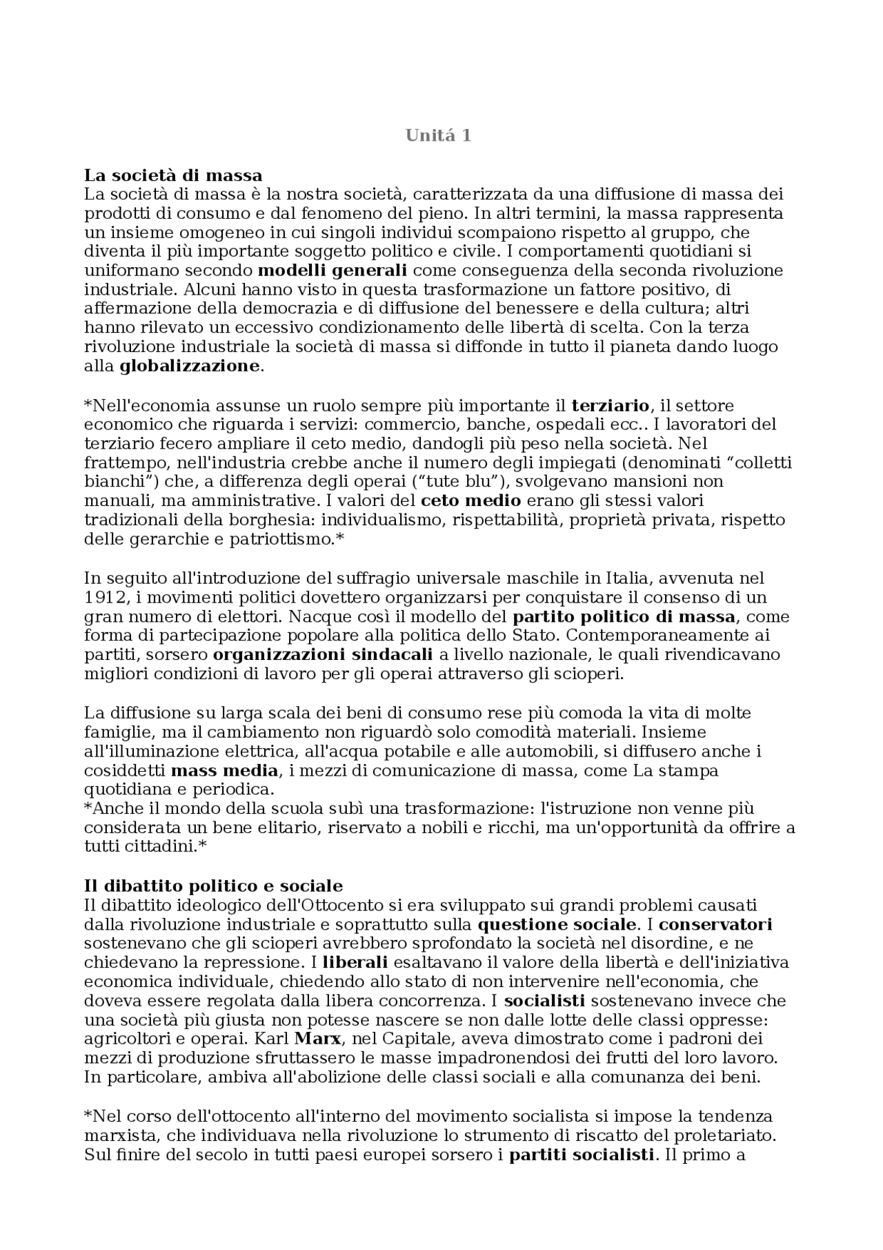 Società Di Massa Sintesi Docsity