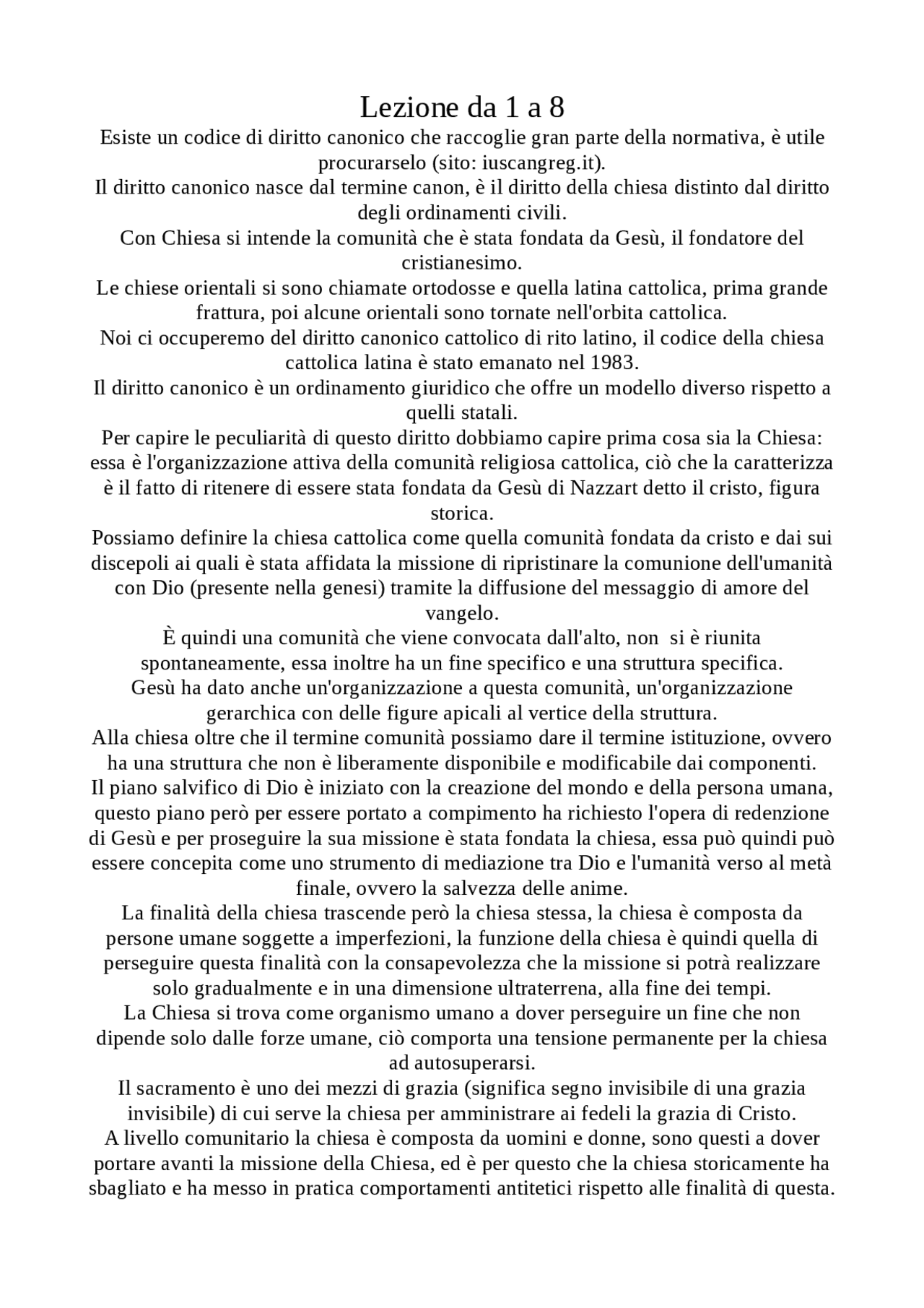 Appunti Diritto Canonico Docsity