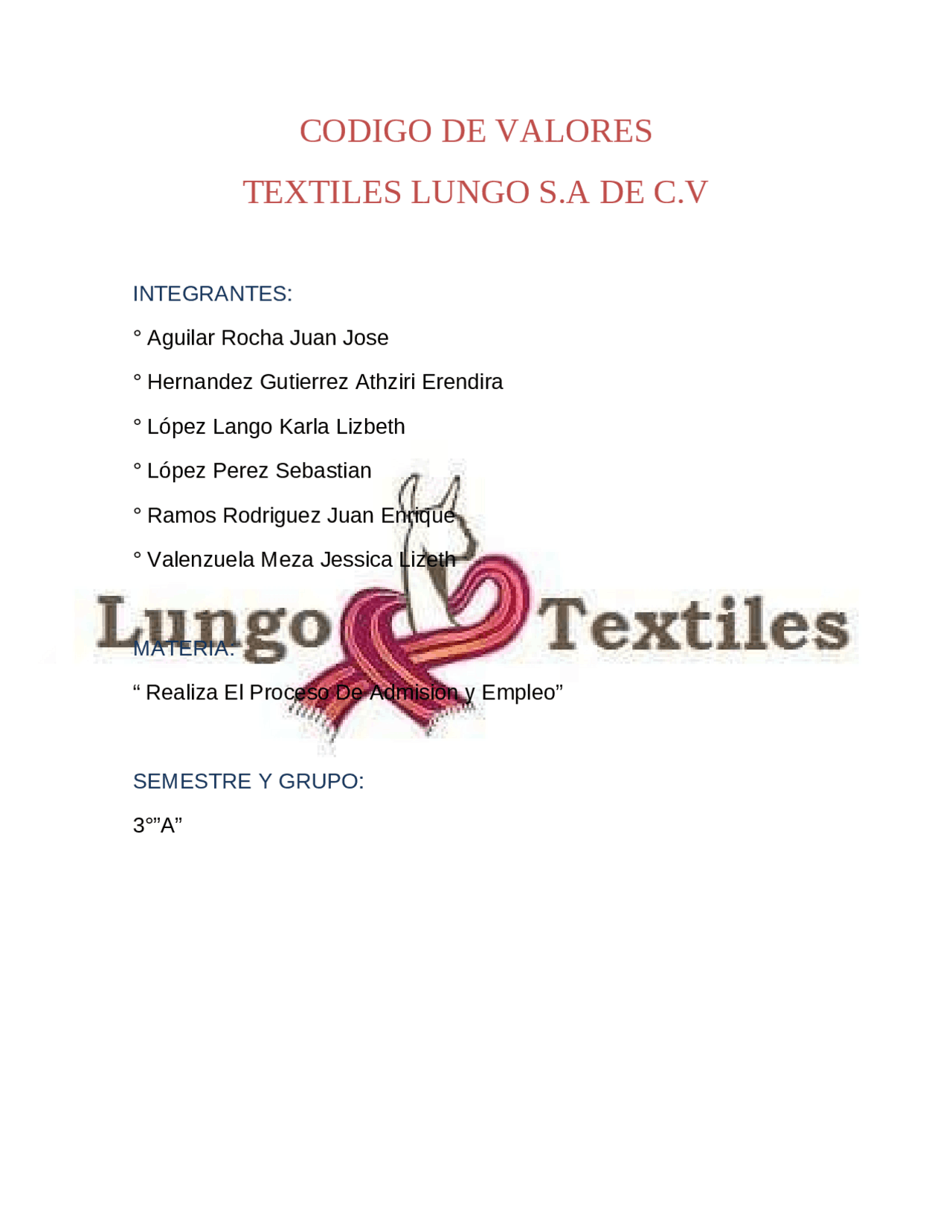 Código de valores de una empresa - Docsity