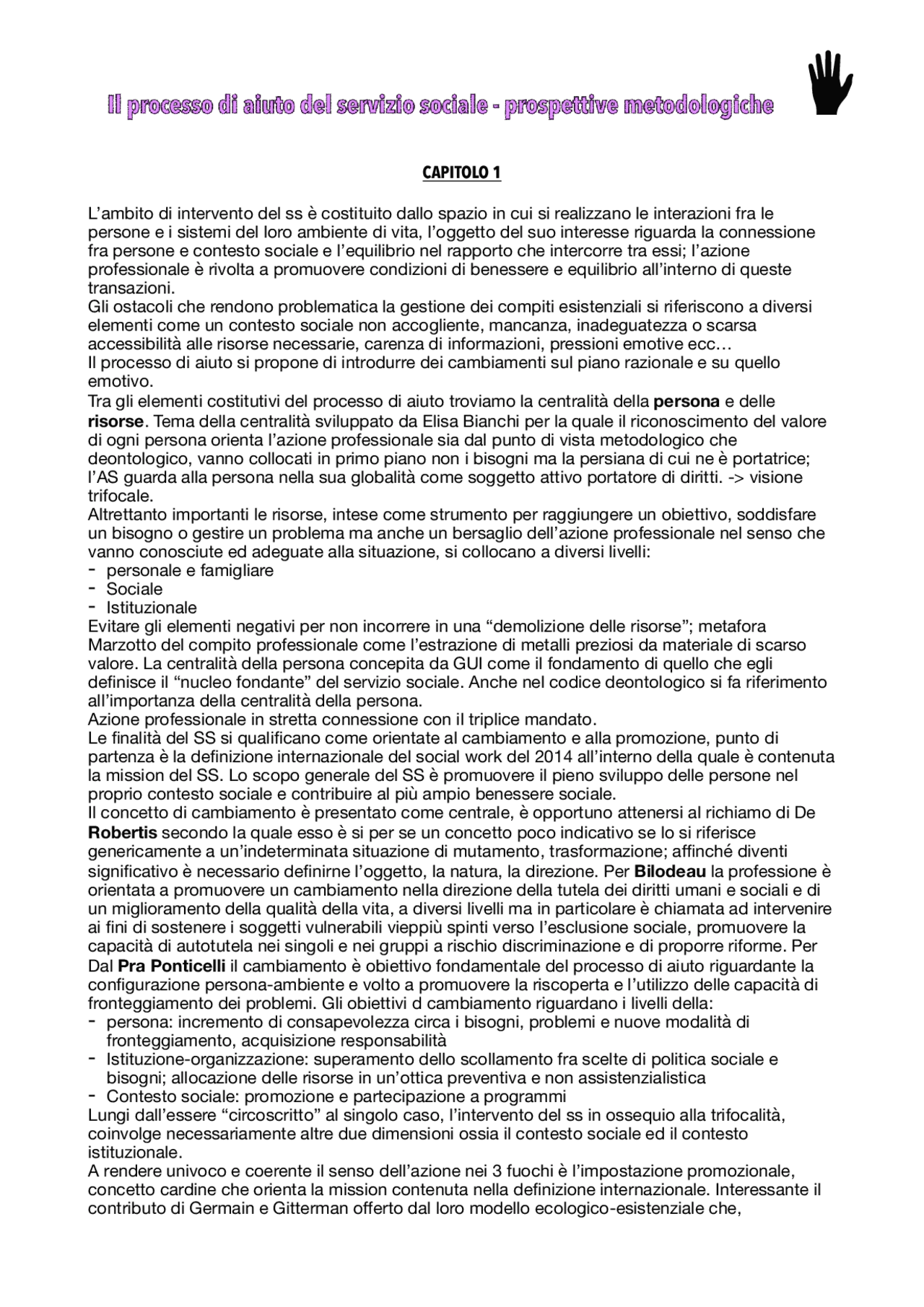 Riassunto Prima Parte Processo Daiuto Sbobinature Di Metodi E