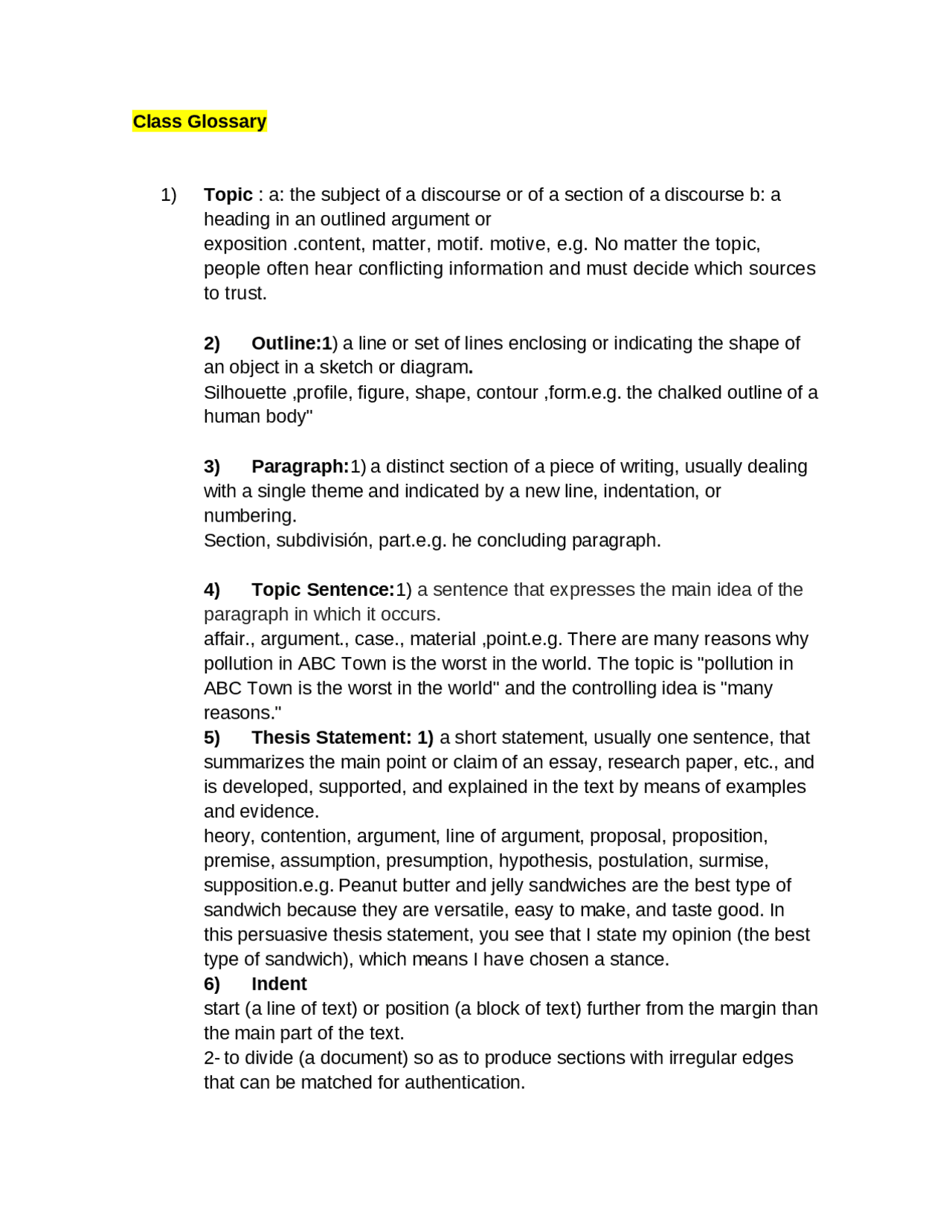 Glosario de Ingles competente a las unidades 1 y 2 - Docsity