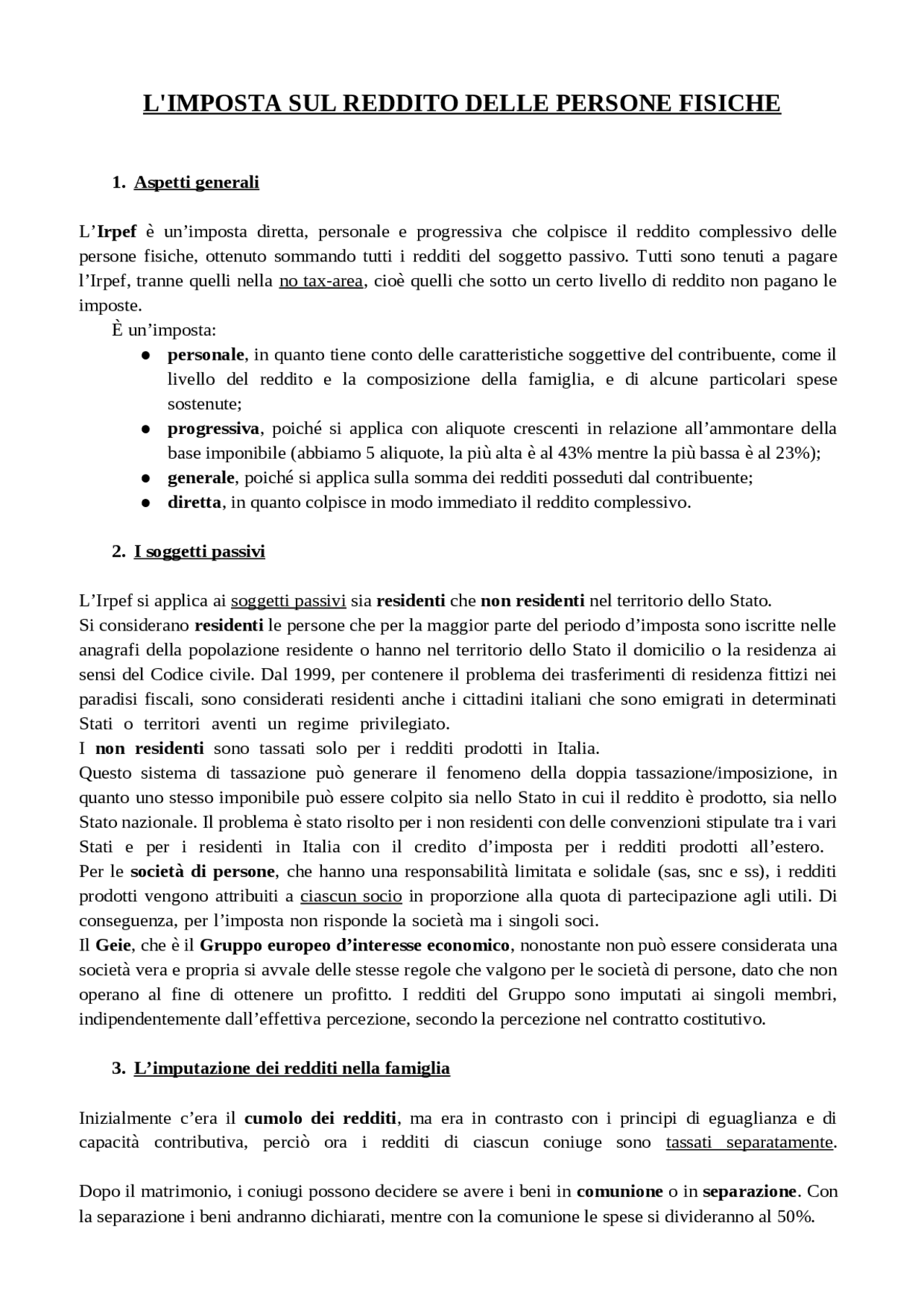 Lirpef Imposta Sul Reddito Delle Persone Fisiche Docsity