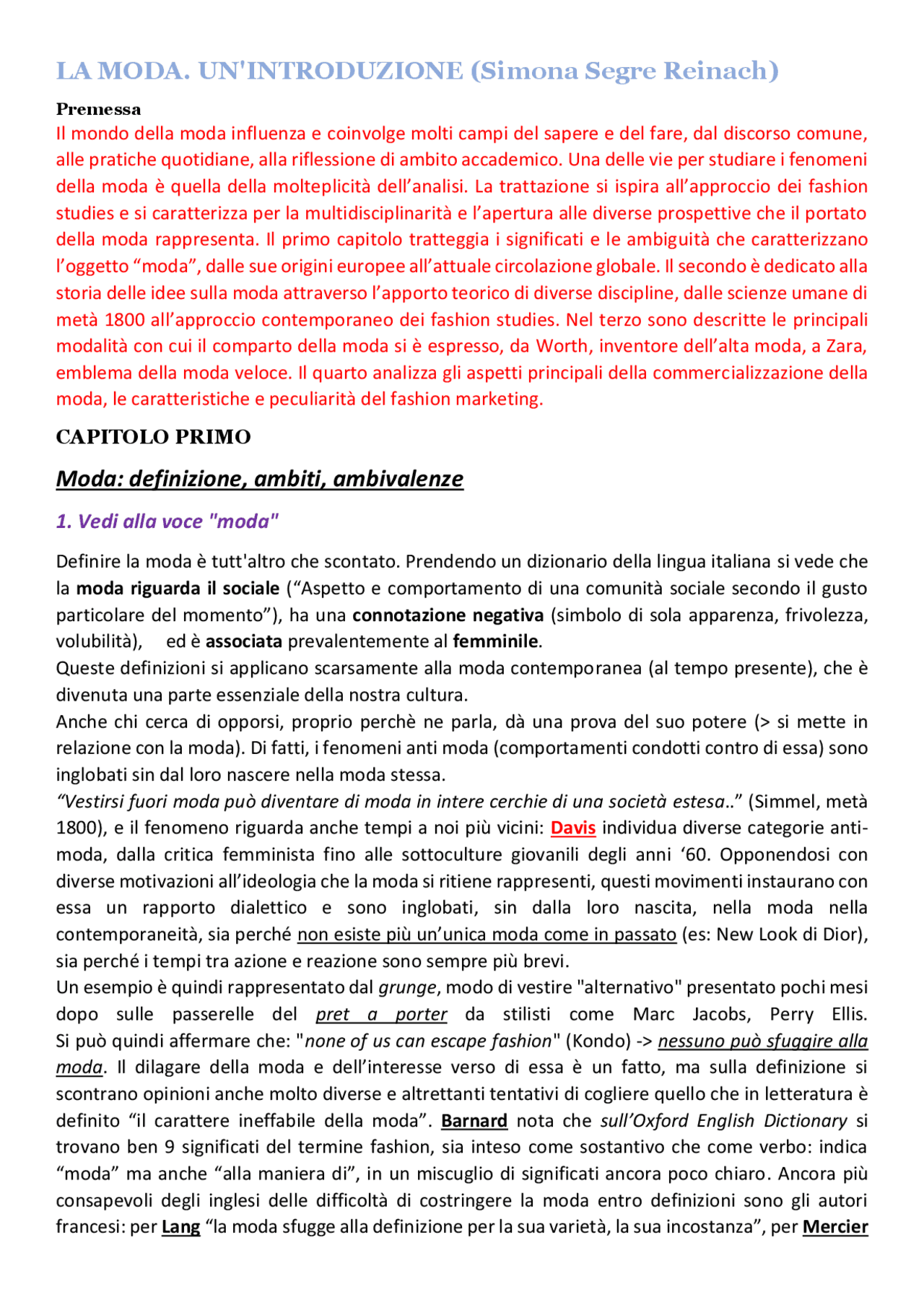 La Moda Unintroduzione Docsity