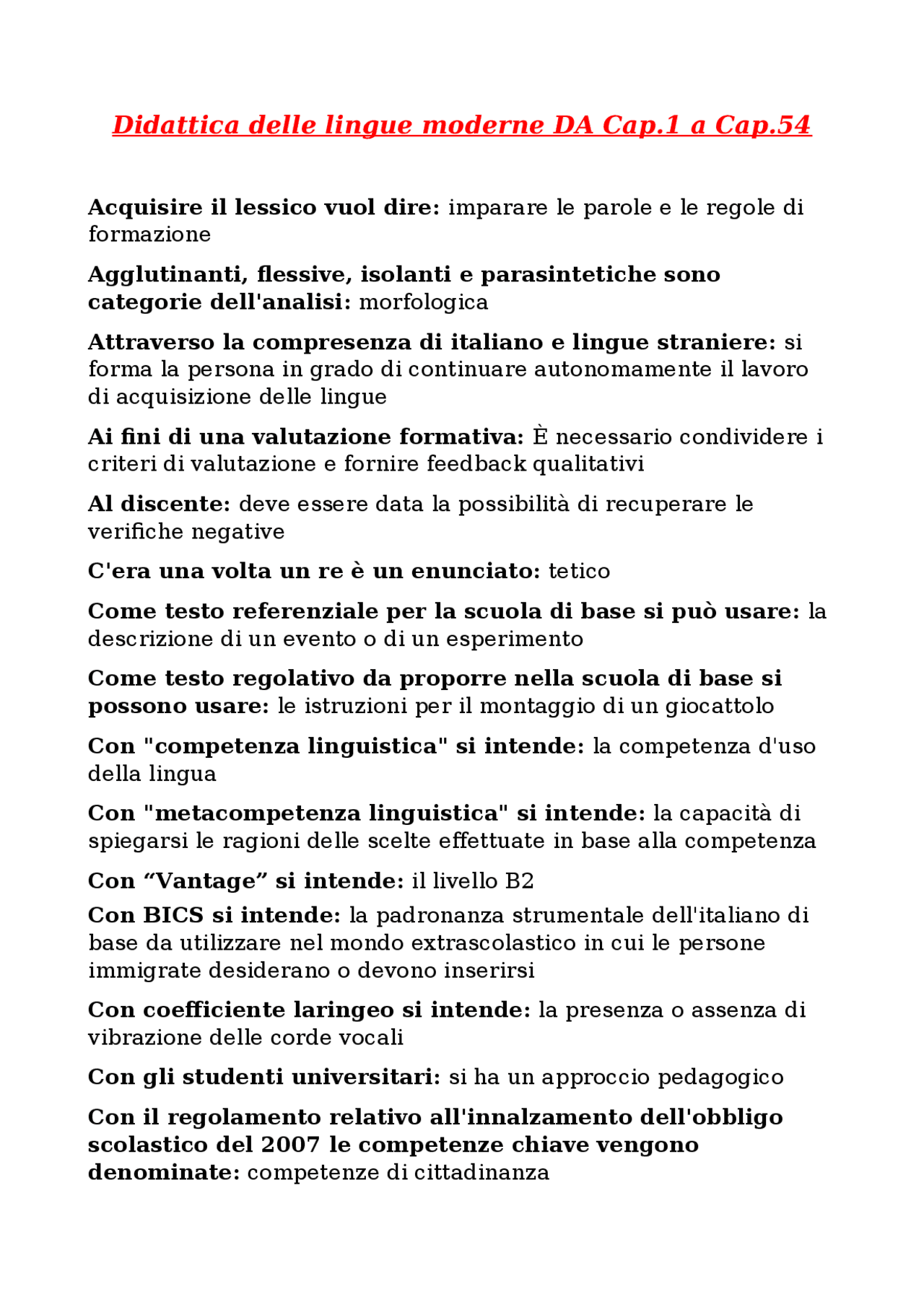Didattica Delle Lingue Moderne Da Cap1 A Cap54 Lm 39 Pegaso Docsity