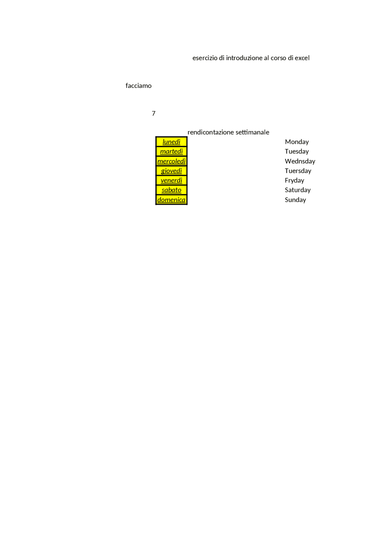 Esempi Di Esercizi Excel Svolti Docsity