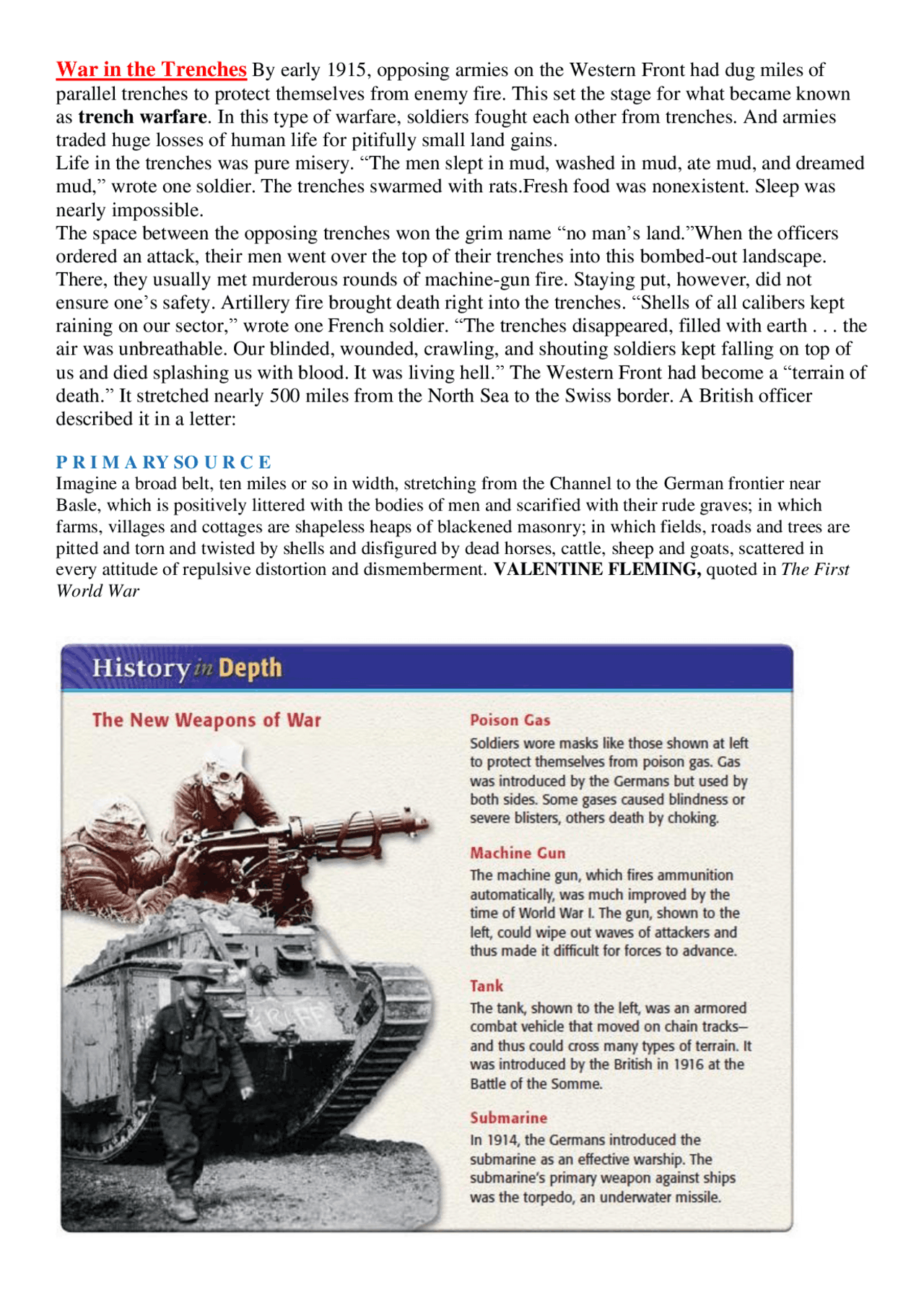 WW1: trenches, weapons, the Spanish Flu and the Truce. - Docsity