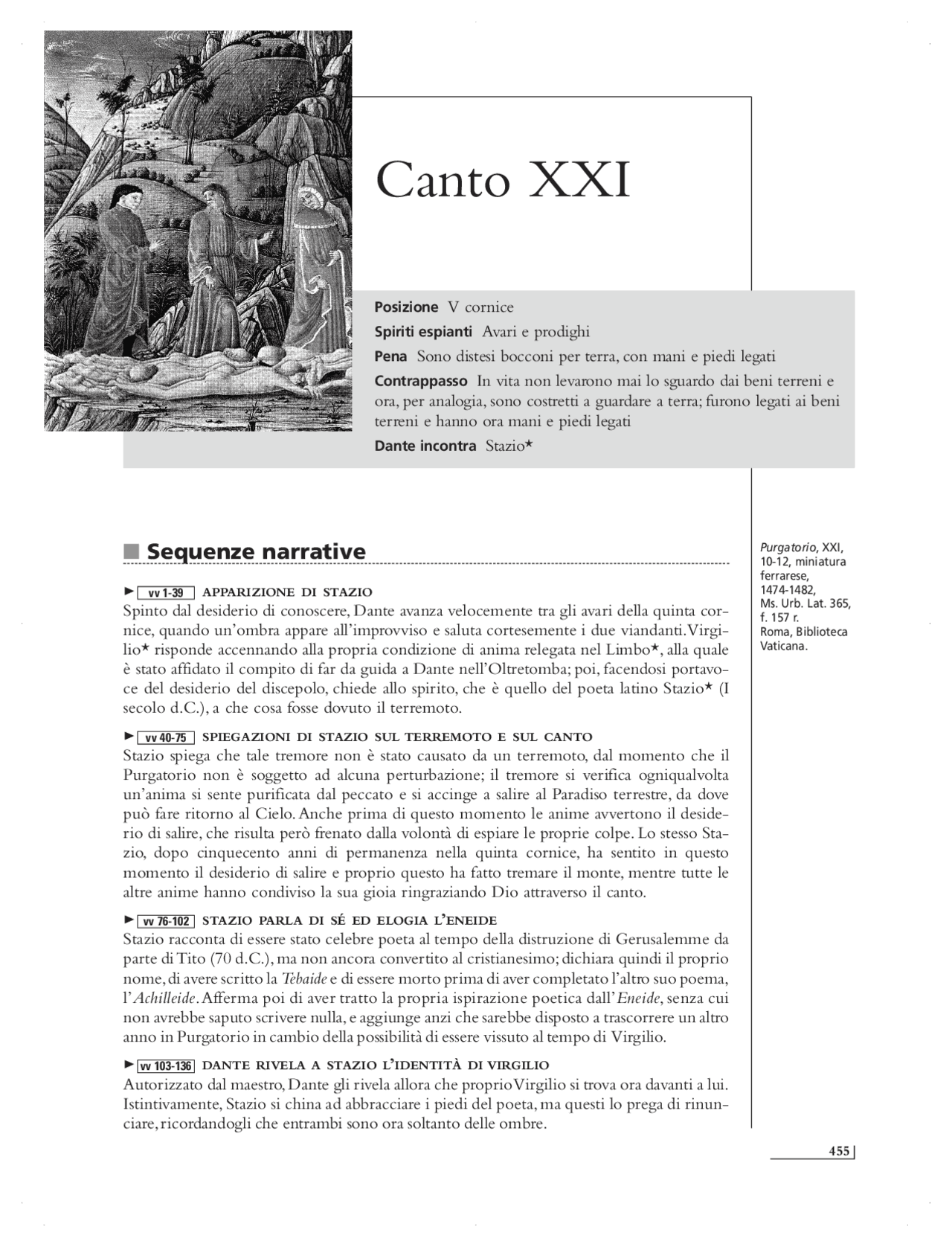 Canto XXI Purgatorio Divina Commedia D. Alighieri - Docsity