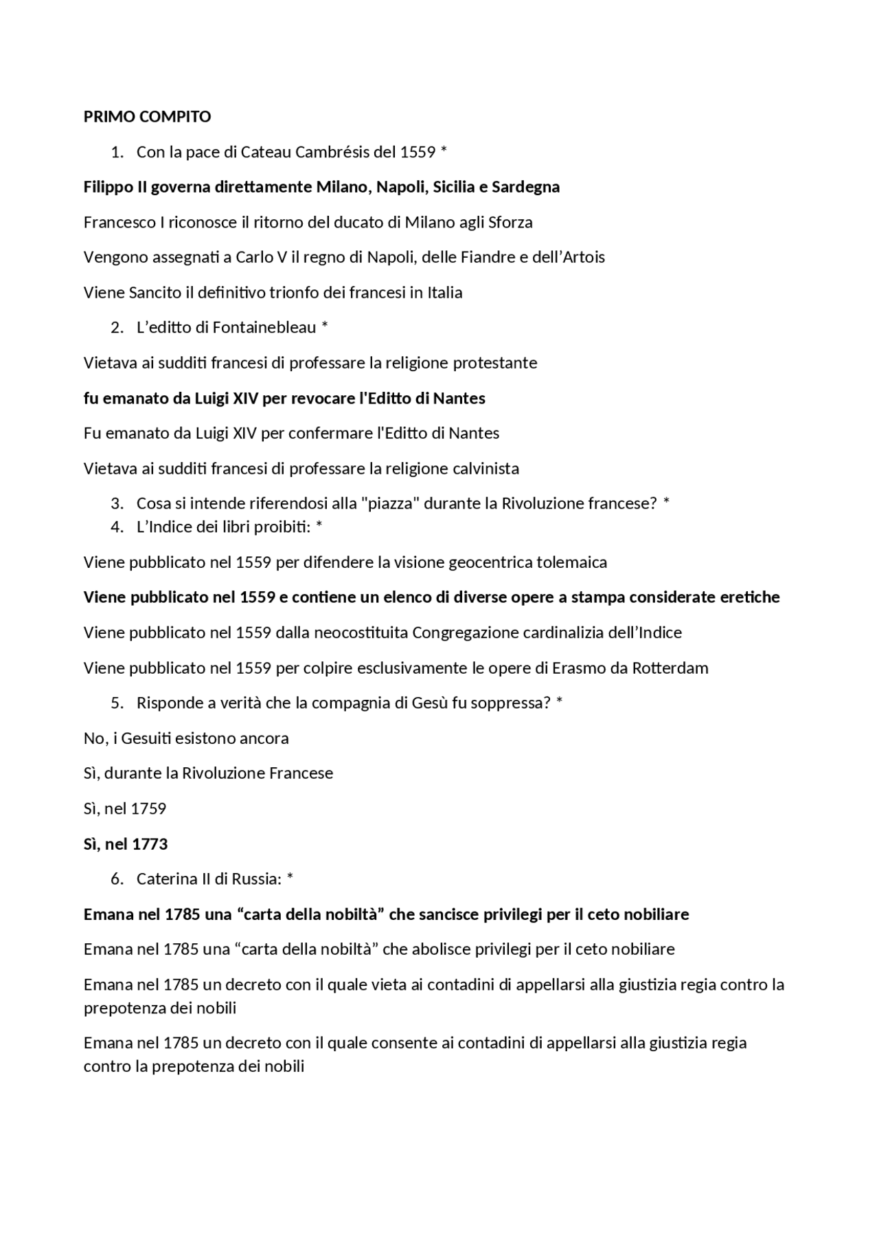 Domande E Risposte Inerenti Allesame Di Storia Moderna Docsity