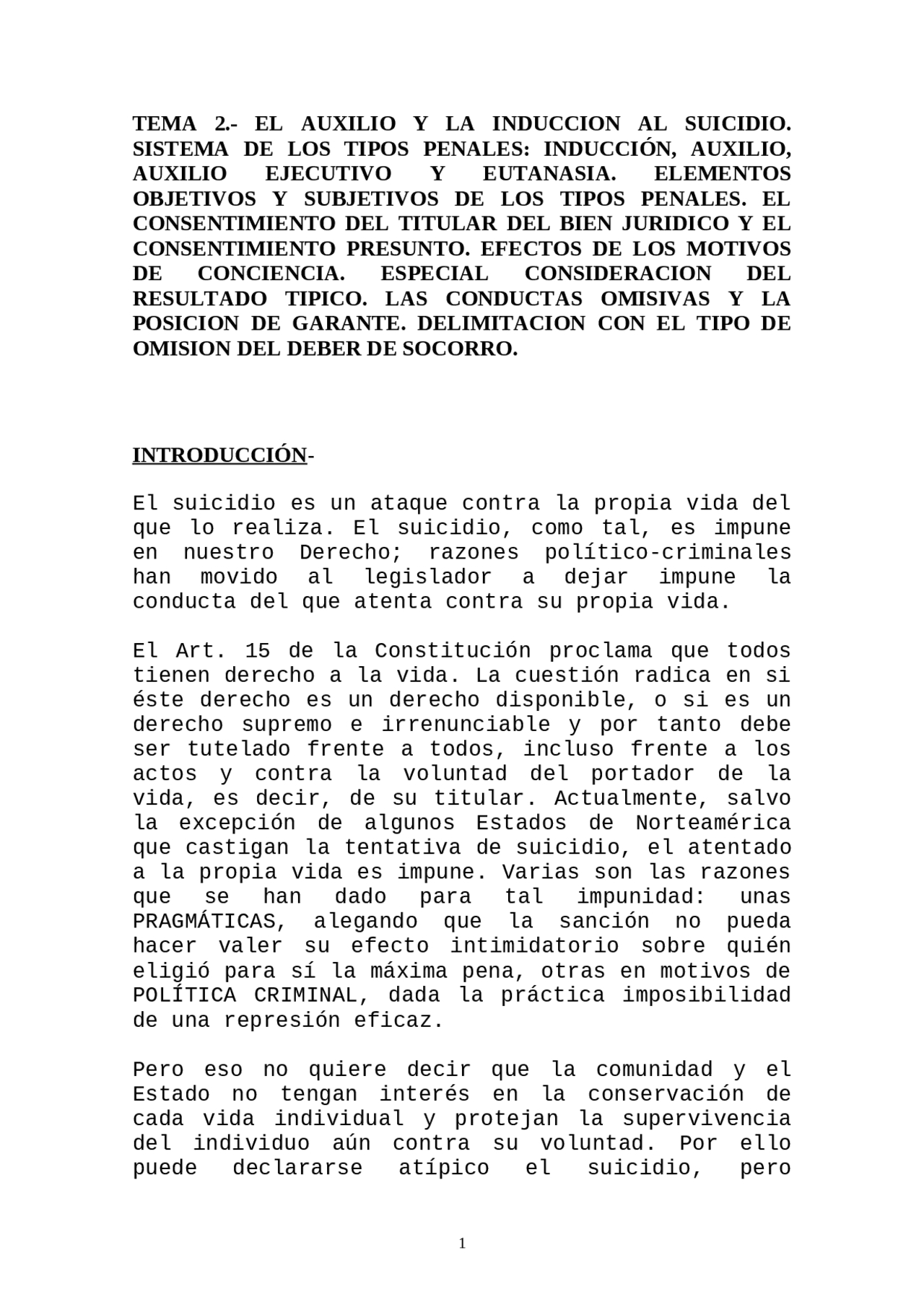 Apuntes Tema 2 Penal Suicidio Docsity