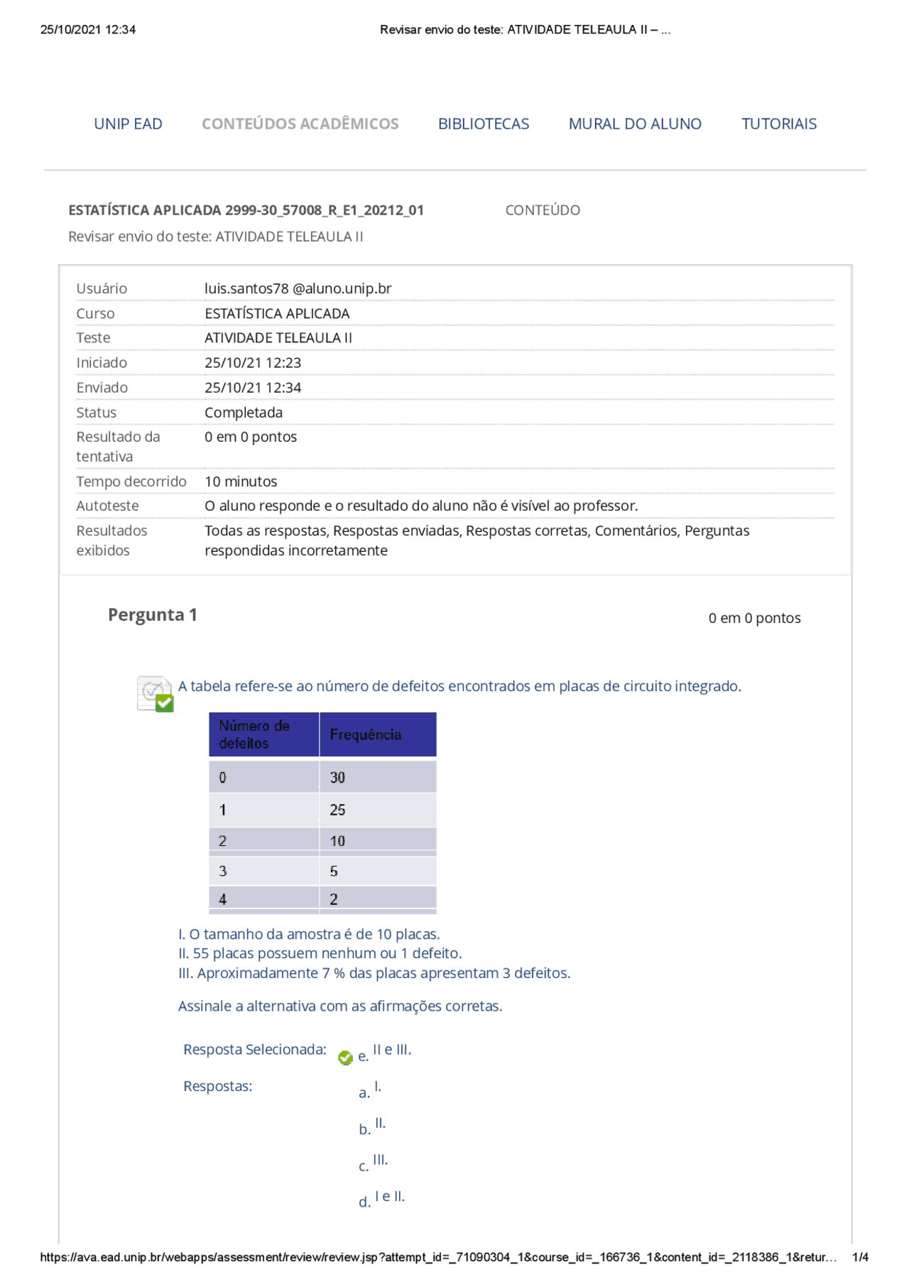 Exercício Resolvido Tele Aula Ii Estatísticas Docsity