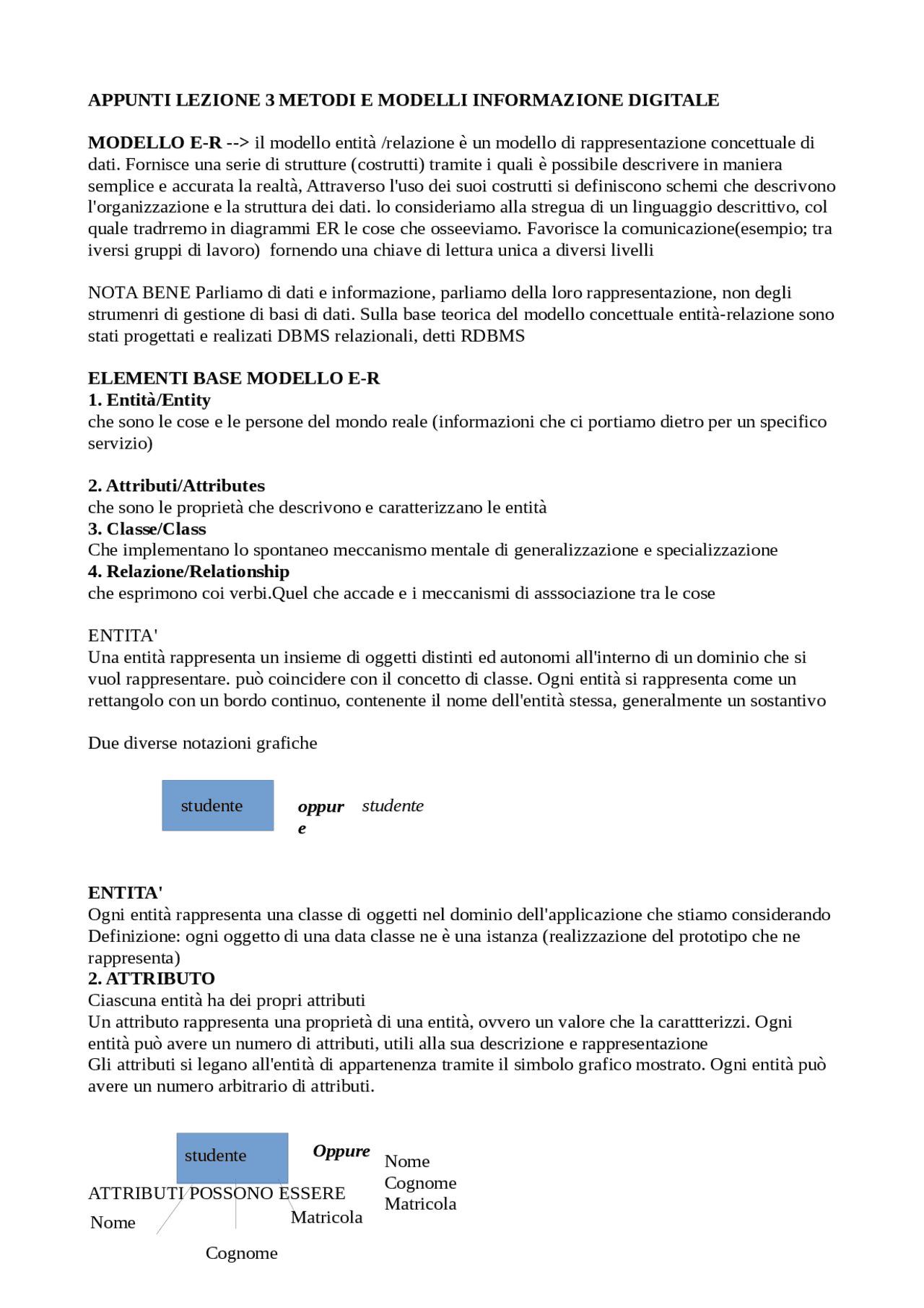 Appunti terza lezione metodi e modelli informazione digitale | Appunti ...