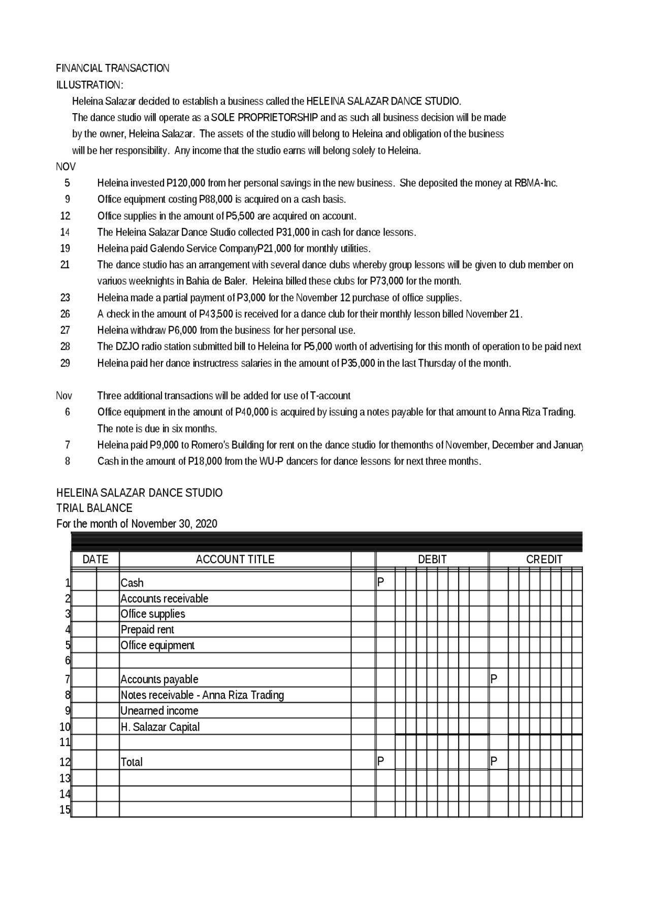 Accounting Worksheet | Exercises Financial Accounting | Docsity