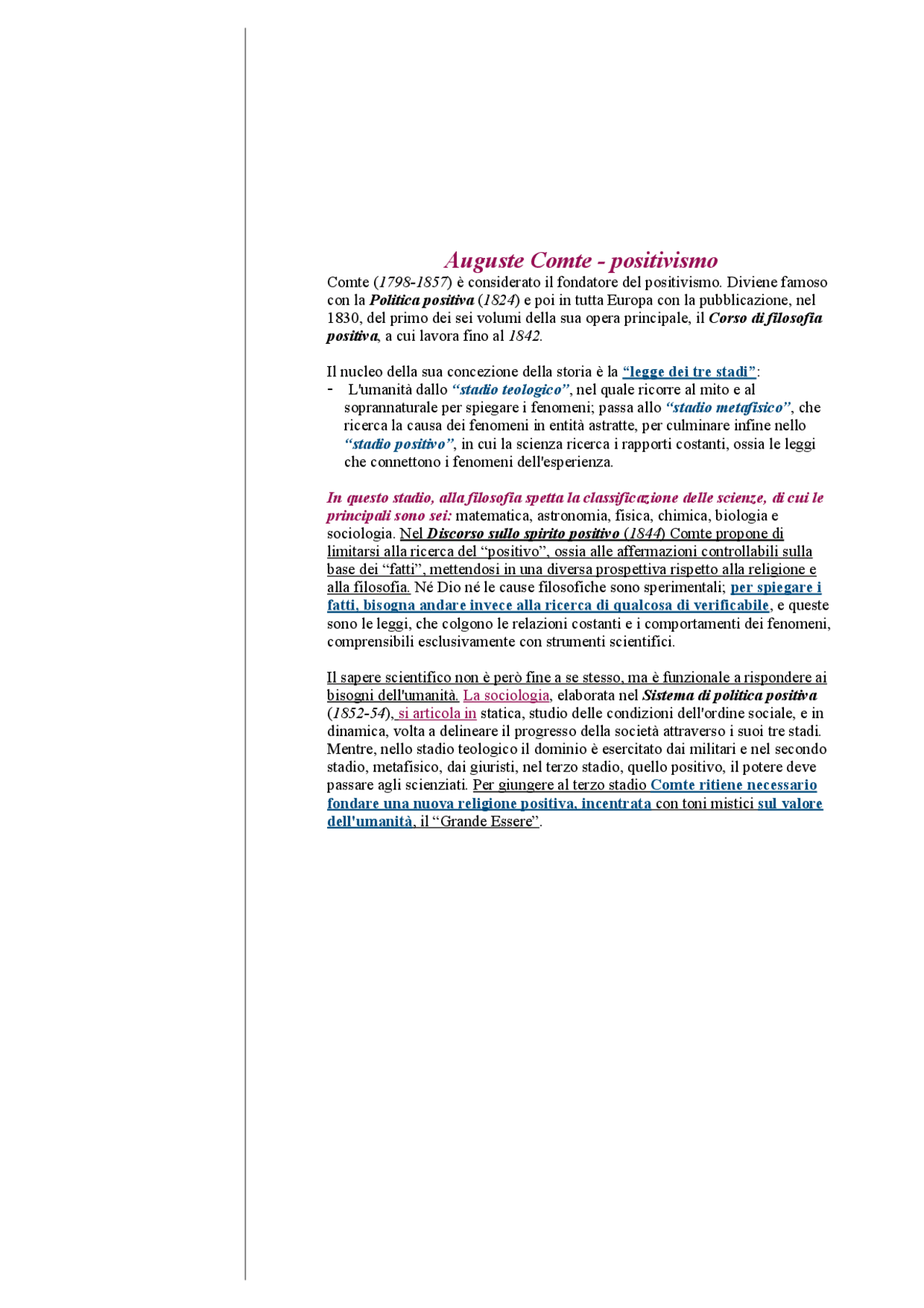 Il Positivismo Di Comte Docsity