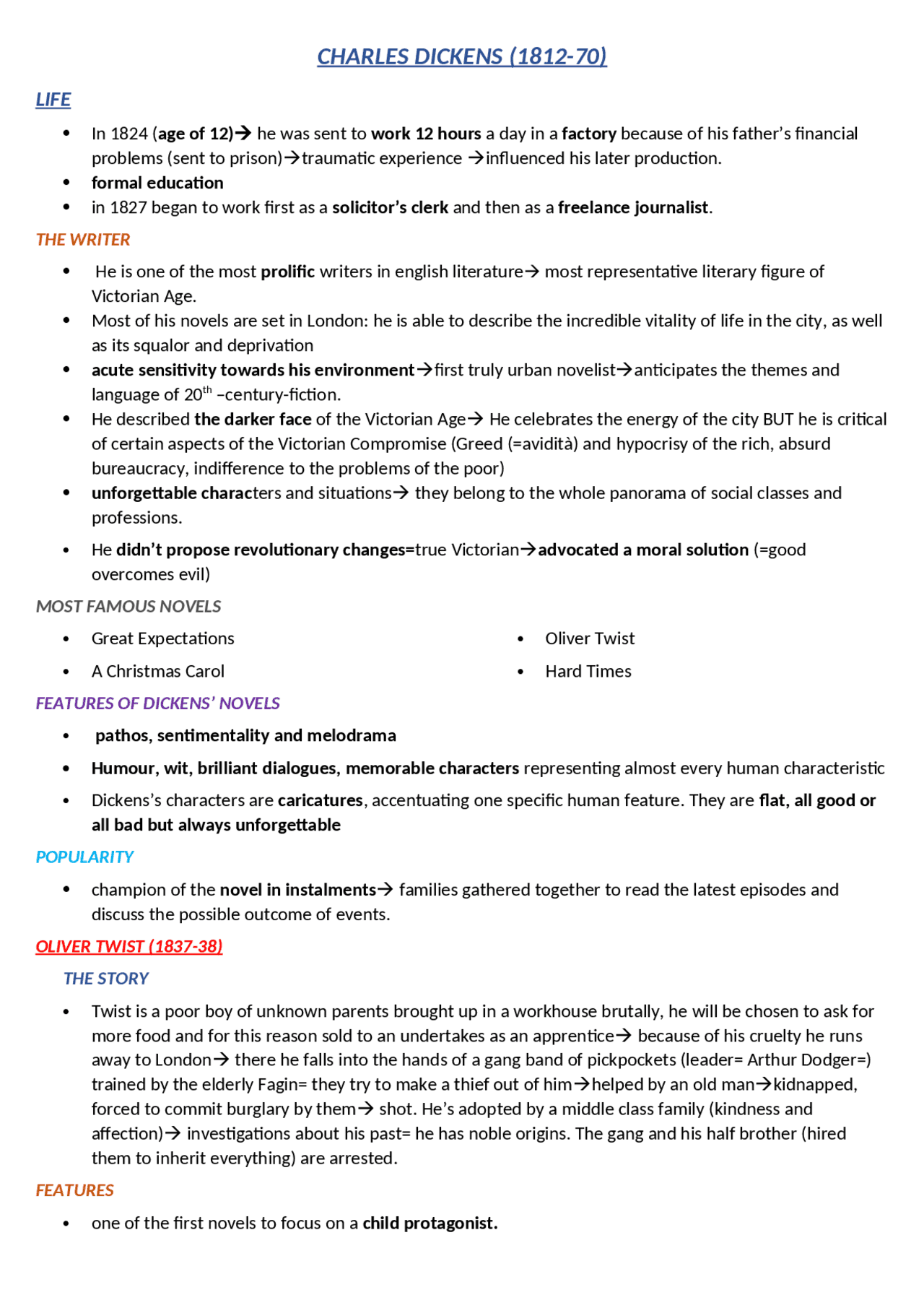English Literature Notes Charles Dickens Docsity