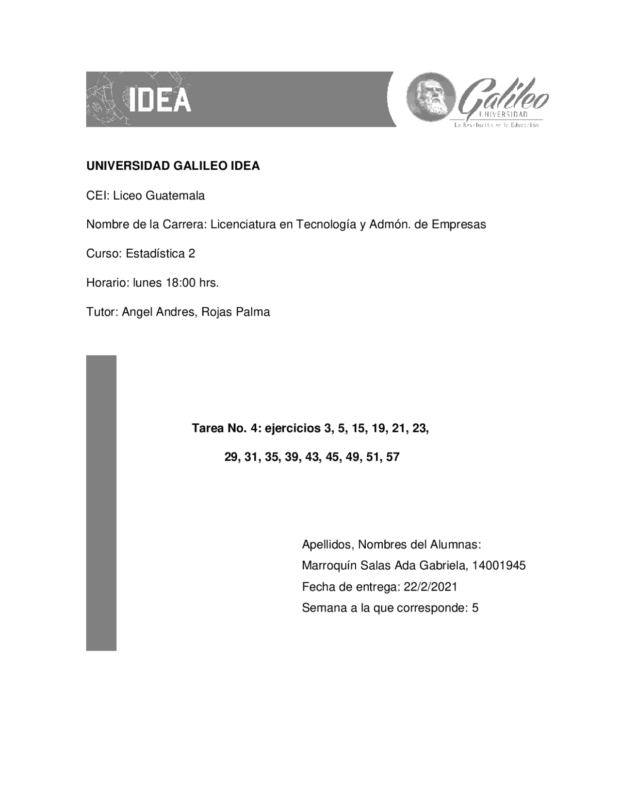 Ejercicios Estadistica Aplicada Docsity