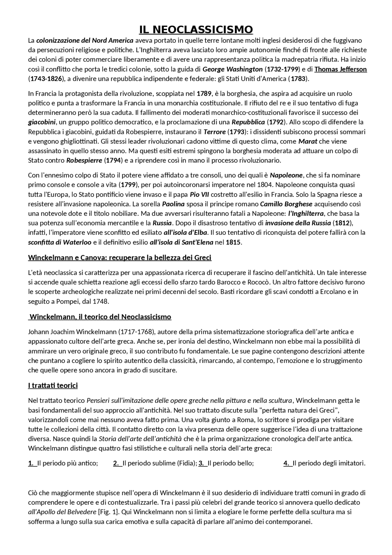 Il Neoclassicismo Scuola Superiore Docsity