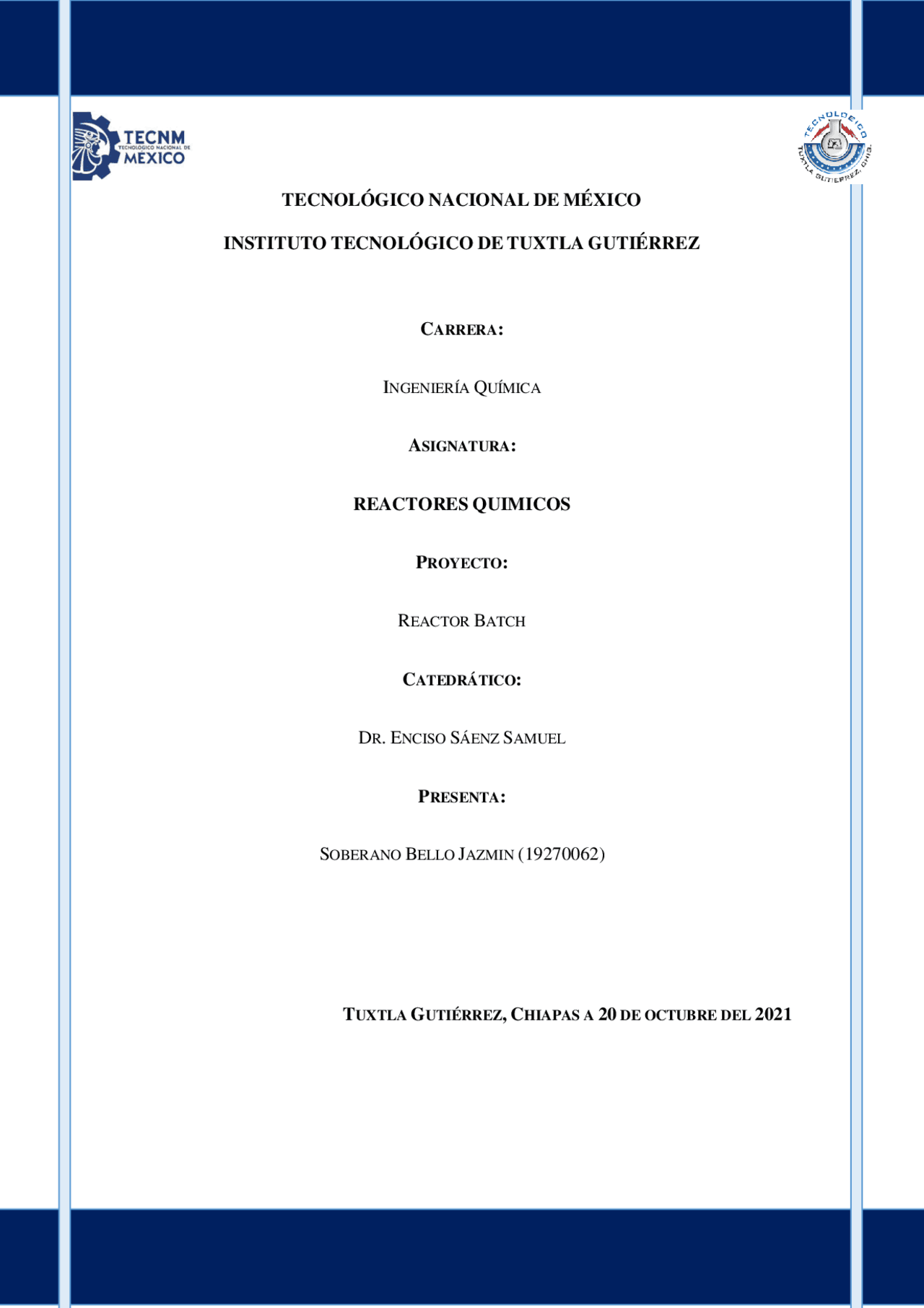 Reactores Quimicos 6qa Docsity