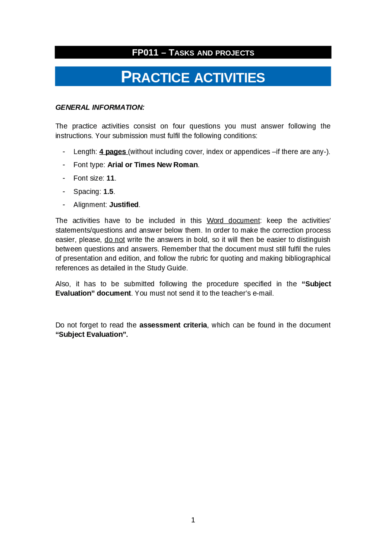 Practice Activities Fp 011 Docsity