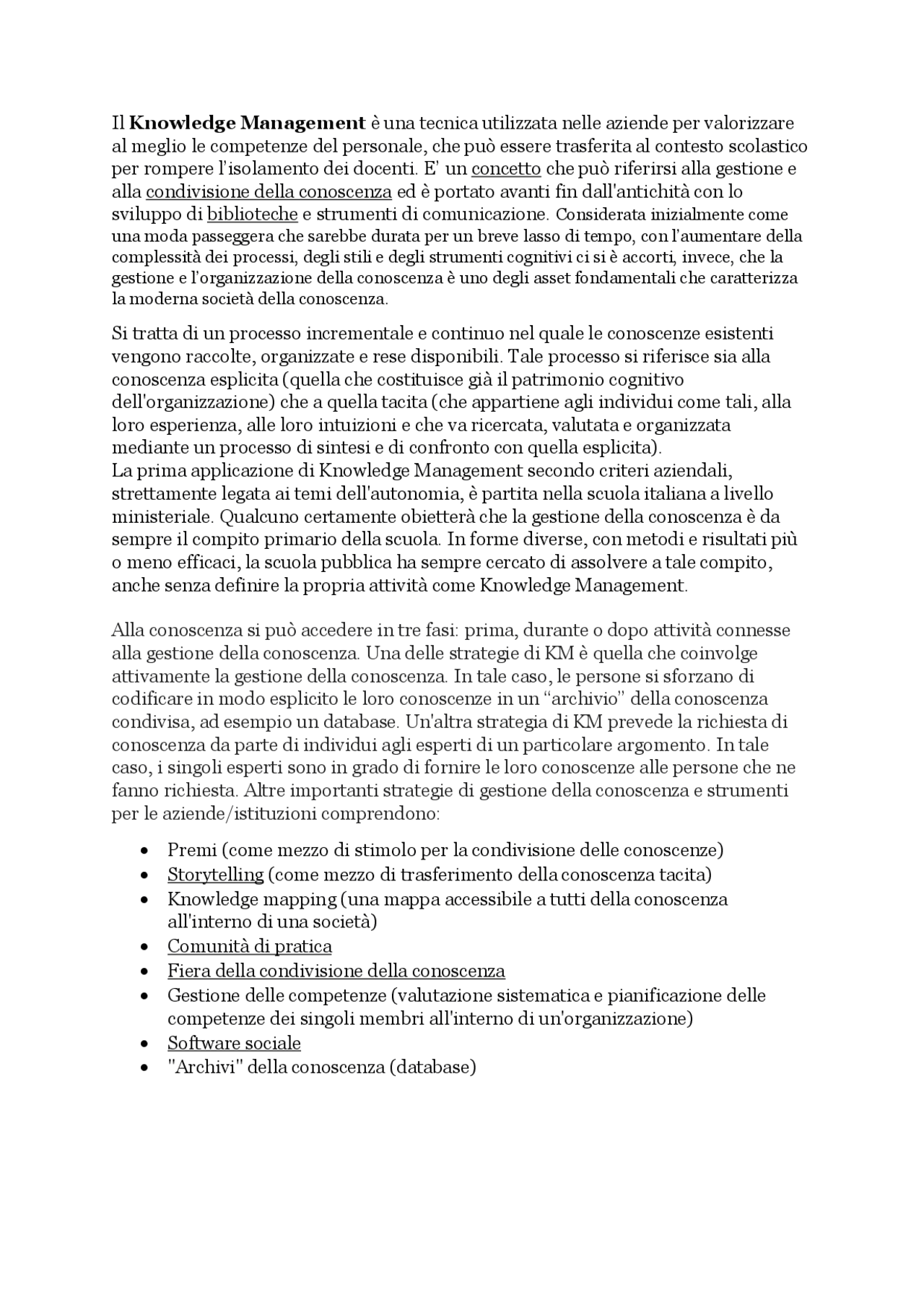 Il Knowledge Management Docsity